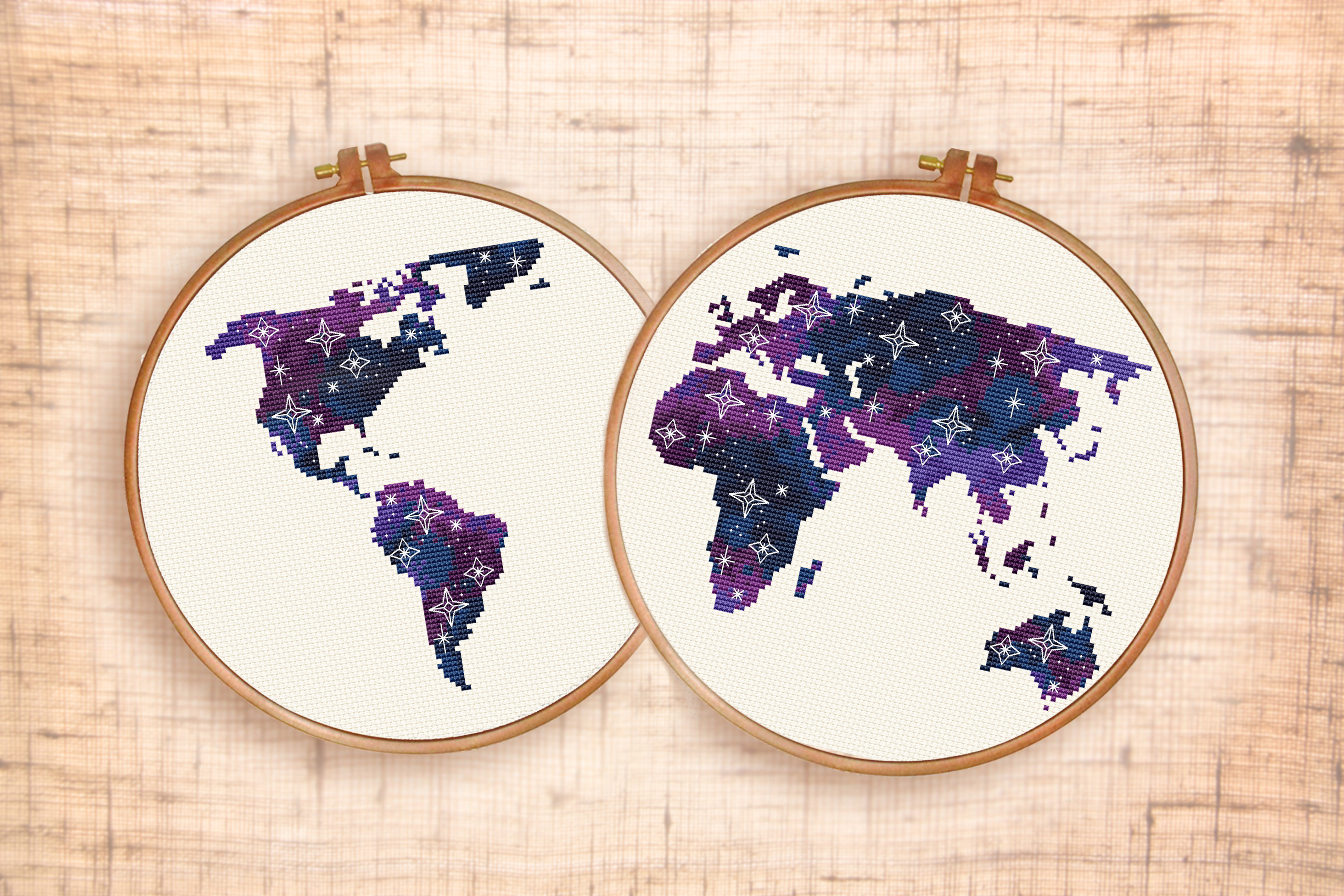 World map cross stitch pattern Galaxy cross stitch Modern em | Inspire ...