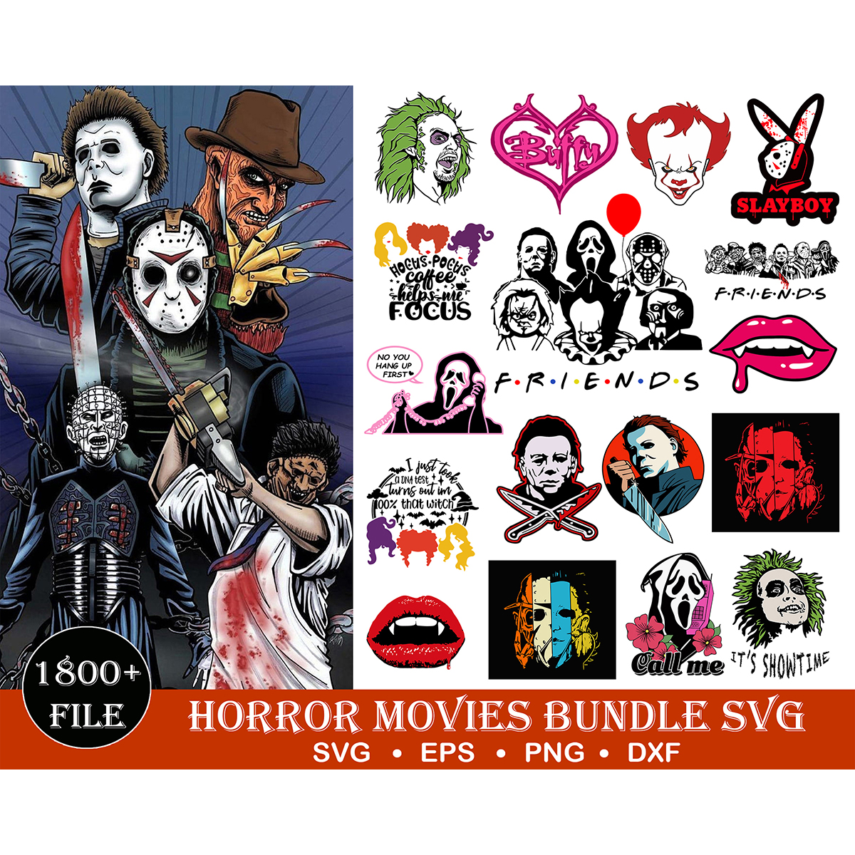 1800 Horror Movie Characters Svg Bundle, Freddy Svg, Scream | Inspire ...