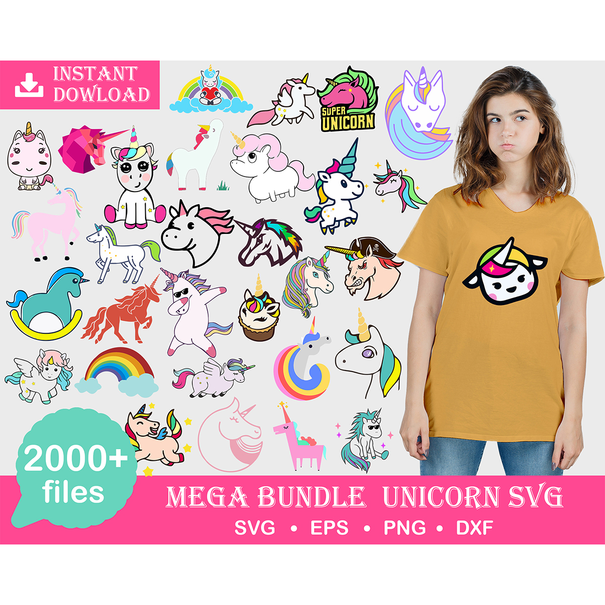 2000 Unicorn SVG, Unicorn bundle SVG, Unicorn head Svg, Unic | Inspire ...