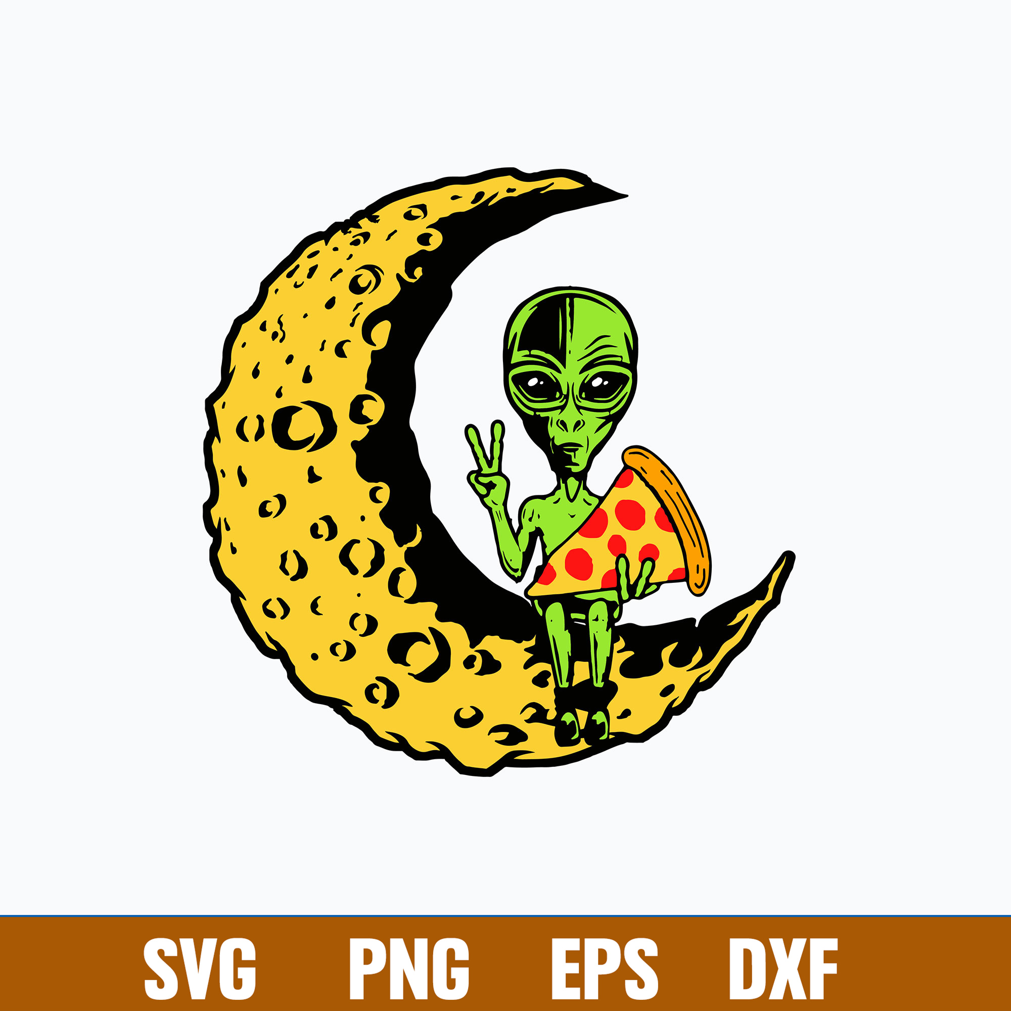 Moon Alien Eating Pizza Peace Svg, Alien Svg, Png Dxf Eps Fi | Inspire ...