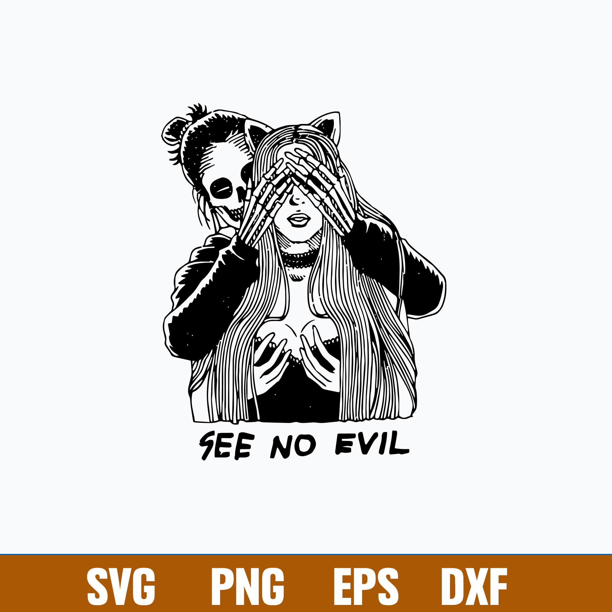 See No Evil Svg, Evil Svg, Halloween Svg, Skeleton Svg, Png - Inspire ...