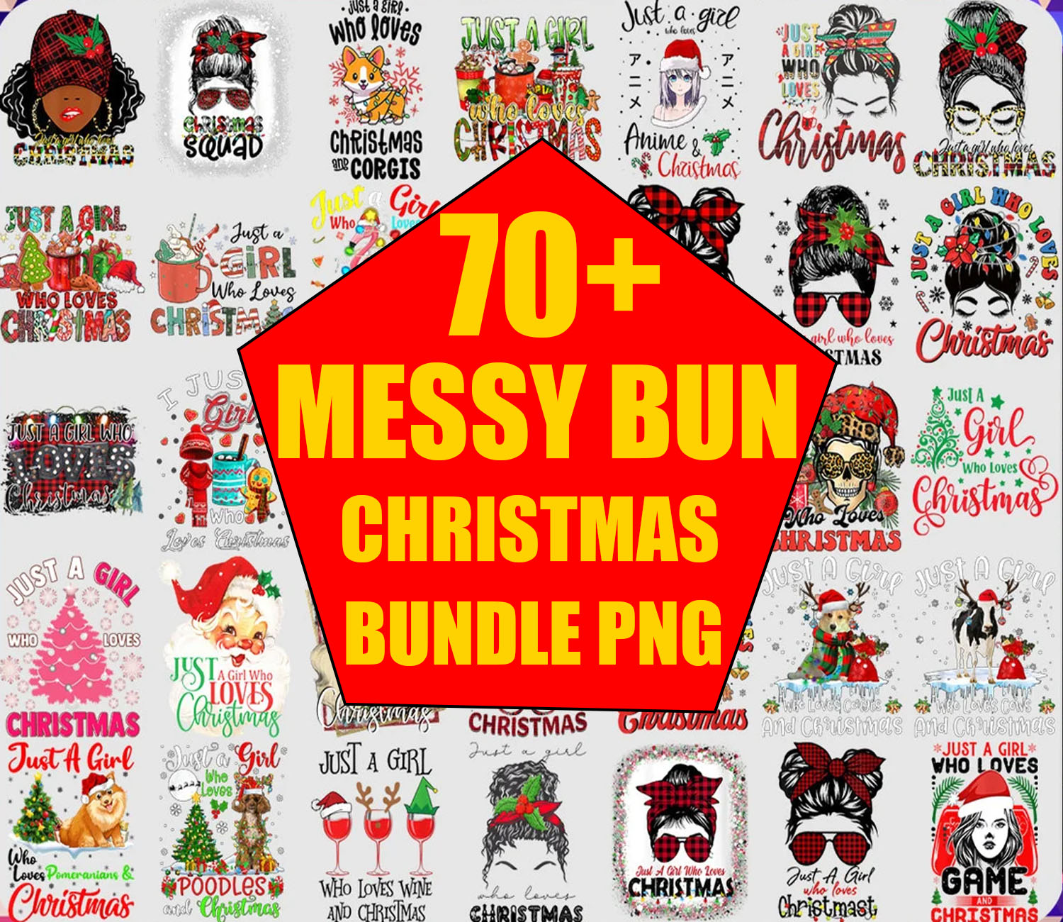 70 Designs Messy Bun Christmas Png, Christmas Clipart, Messy | Inspire ...