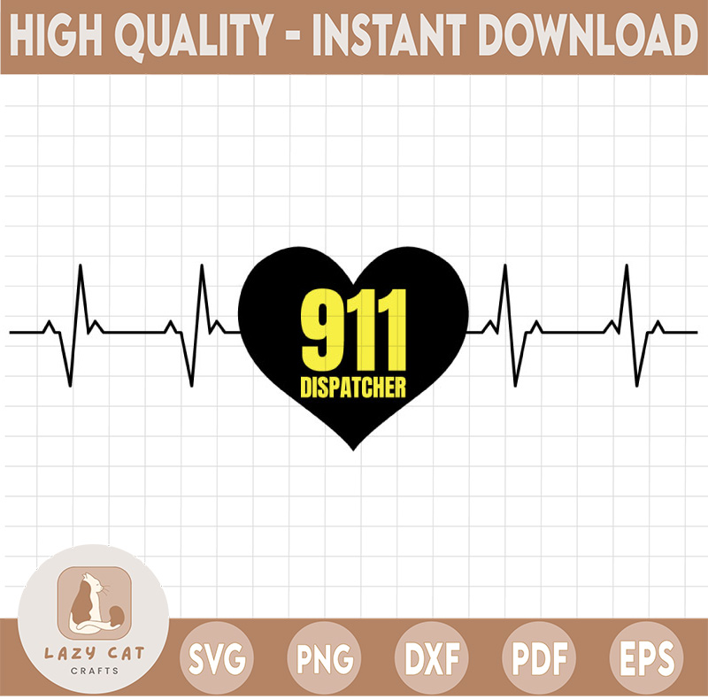 911 Dispatcher Heart Beat SVG, heart svg png pdf cutting fil | Inspire ...