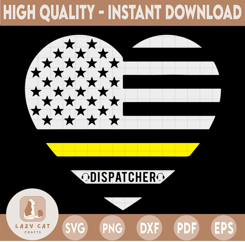 911 Dispatcher Gold Line Heart SVG, Dispatcher svg pdf png c | Inspire ...