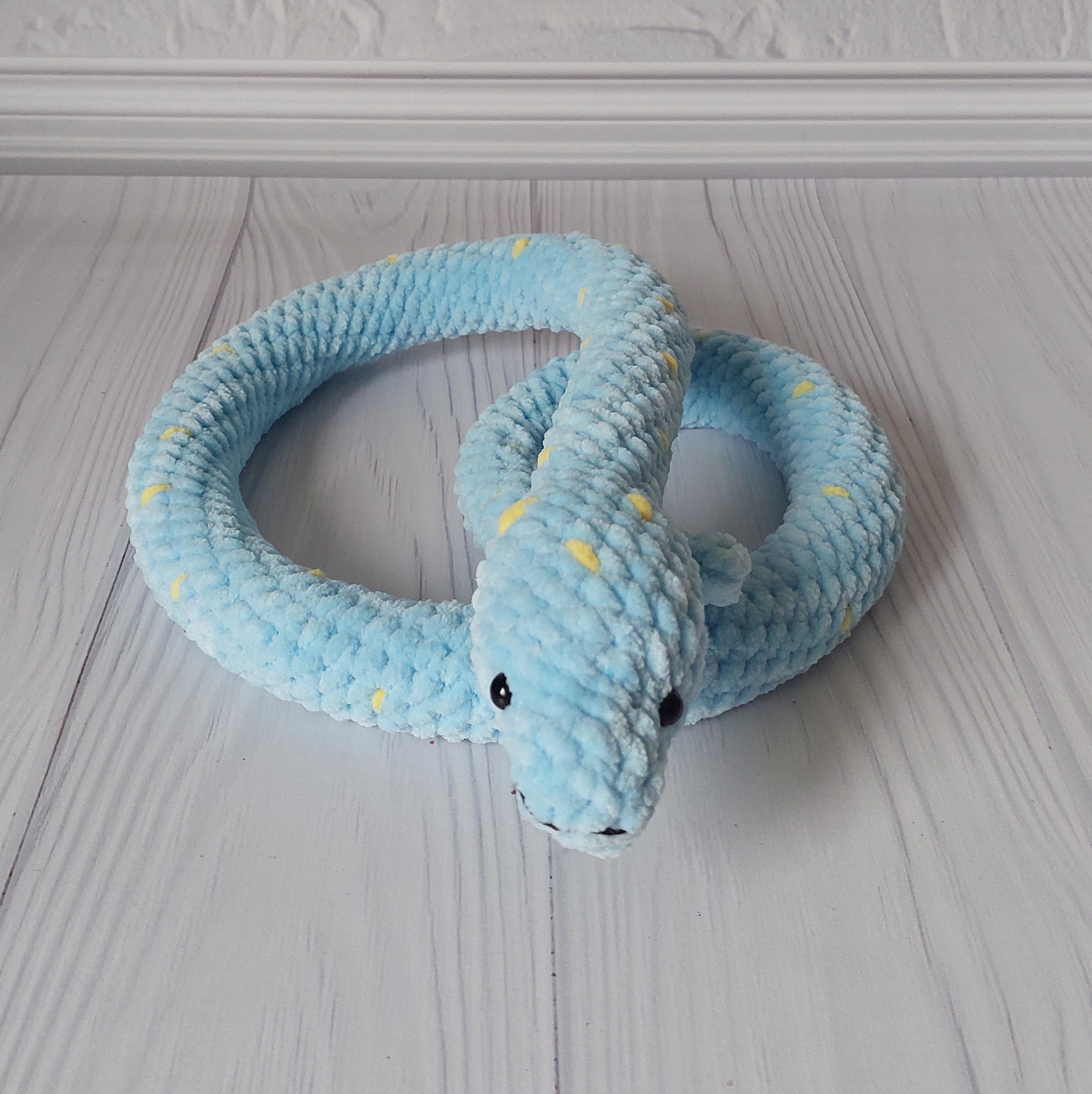 Crochet plush blue snake lovers. Crochet snake. - Inspire Uplift
