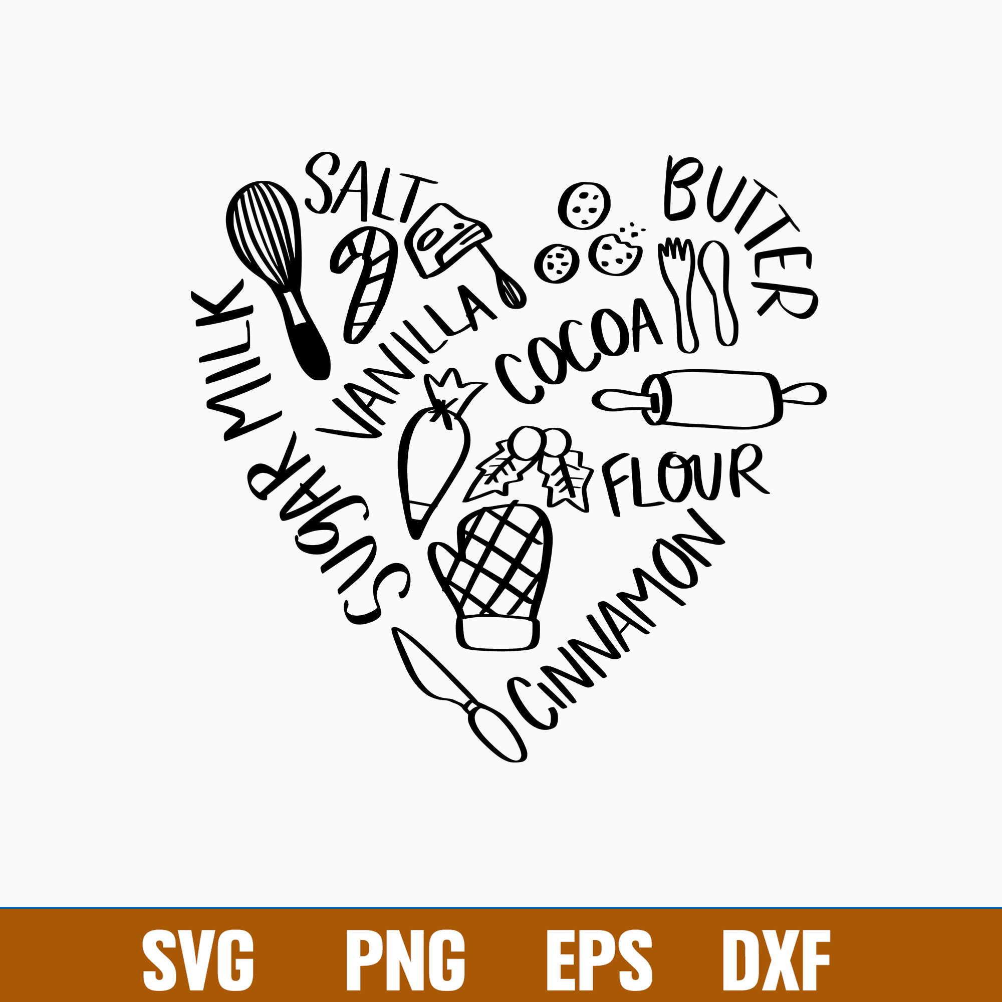 Baking Words Heart SVG, Handlettered SVG, PNG DXF EPS File | Inspire Uplift