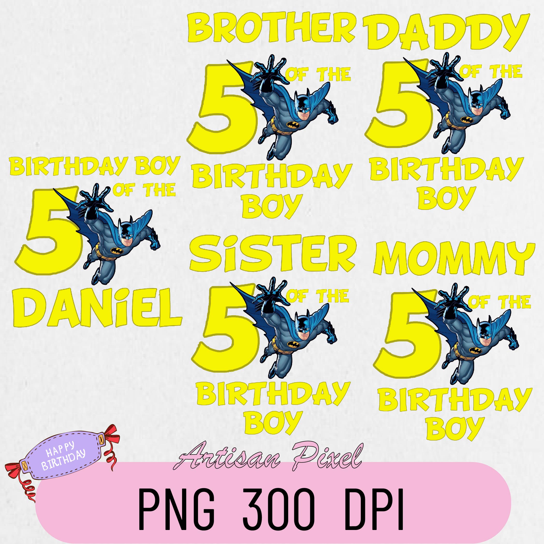 Batman Birthday Png, Custom Family Matching Png, Kids Party | Inspire ...