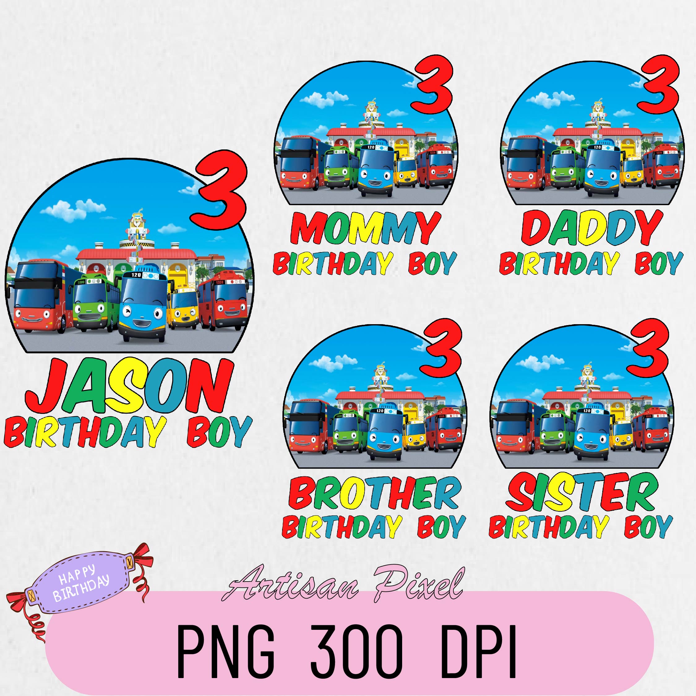 Tayo Little Bus Birthday Png, Custom Family Matching Png, Ki | Inspire ...