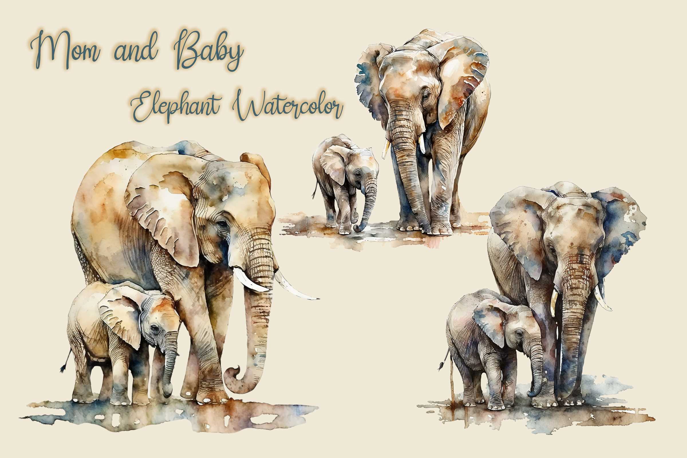 Baby Elephant And Mother Clipart