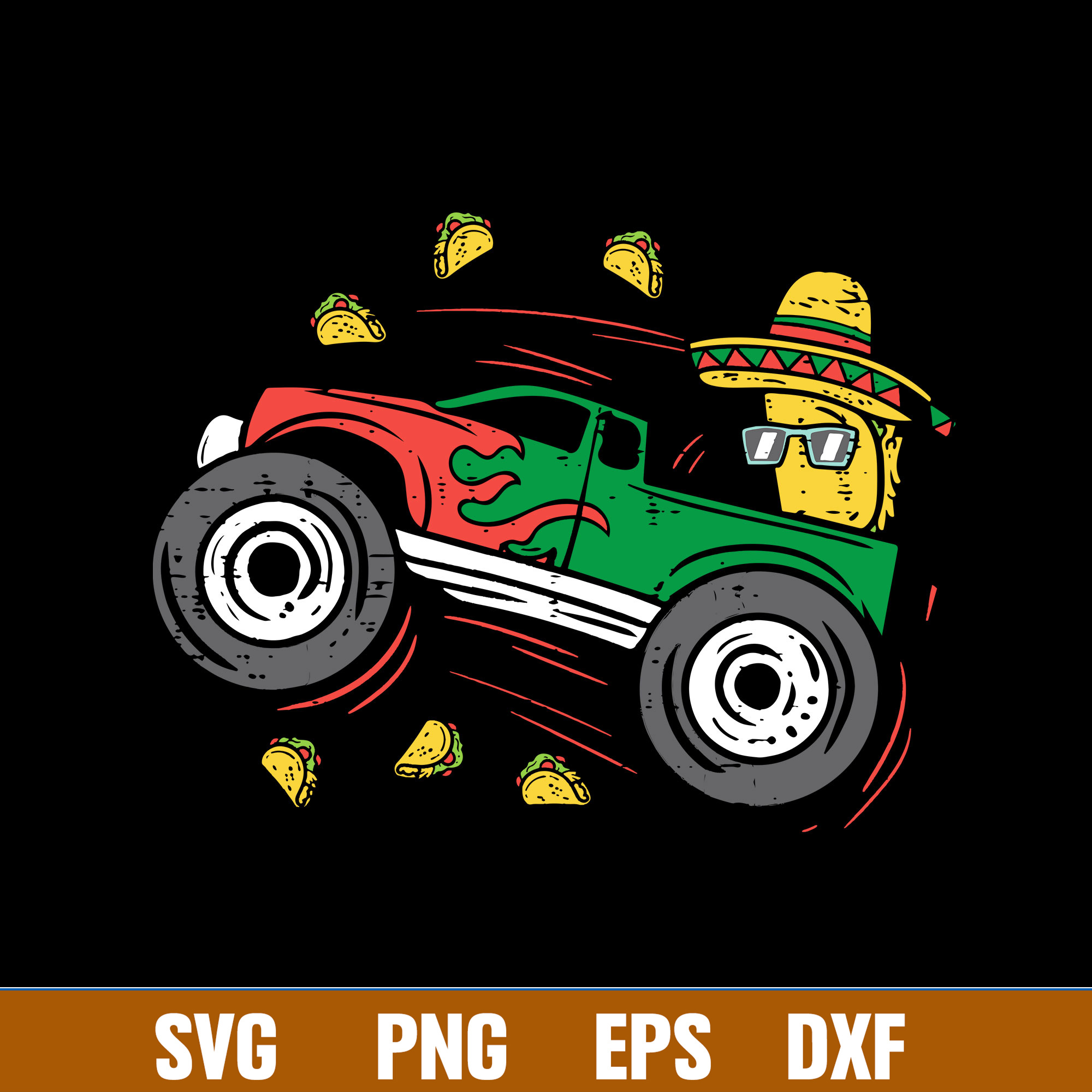 Funny Taco Driving Monster Truck Svg, Monster Truck Svg, Png | Inspire ...
