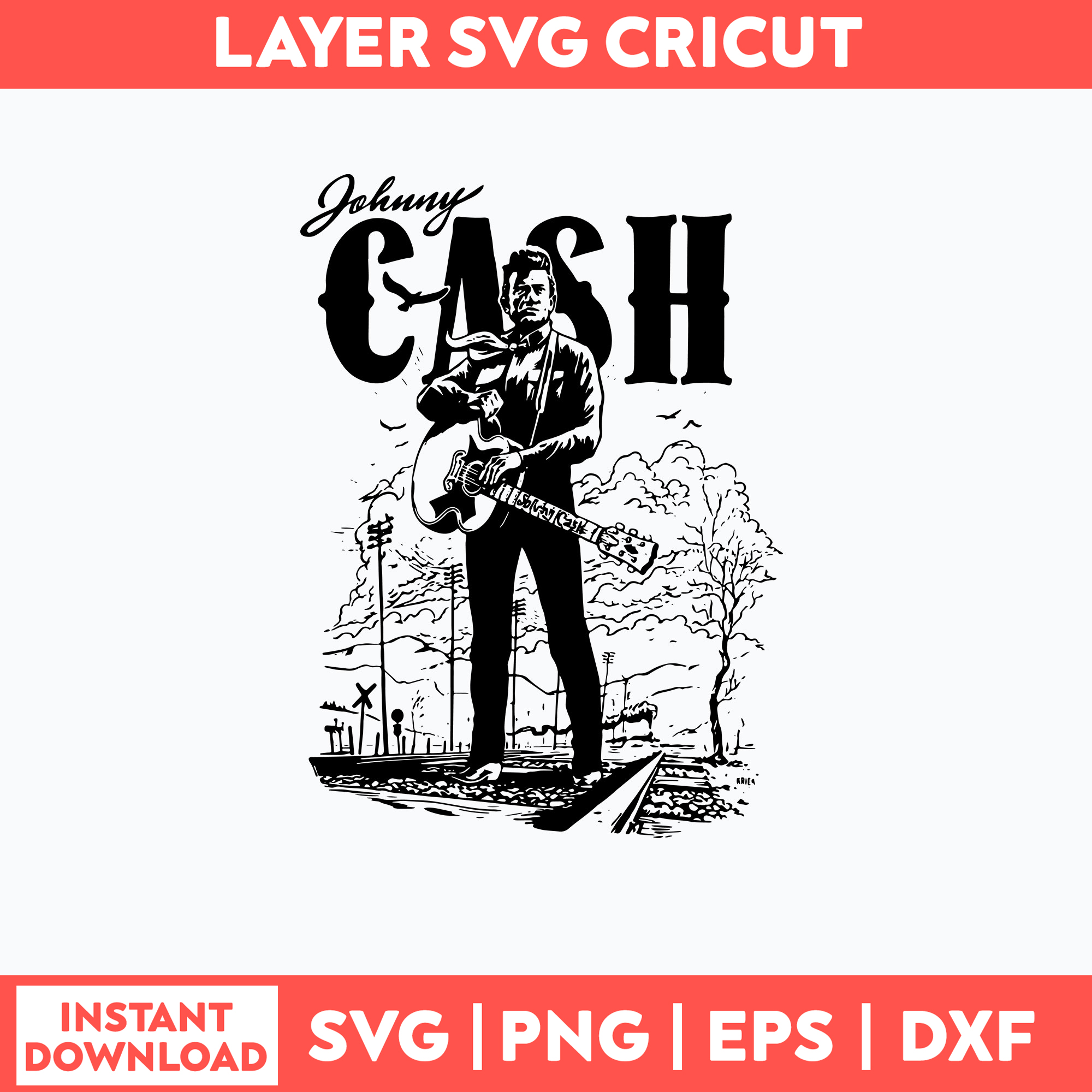 Johnny Cash Svg, Singer Svg, Png Dxf Eps File | Inspire Uplift