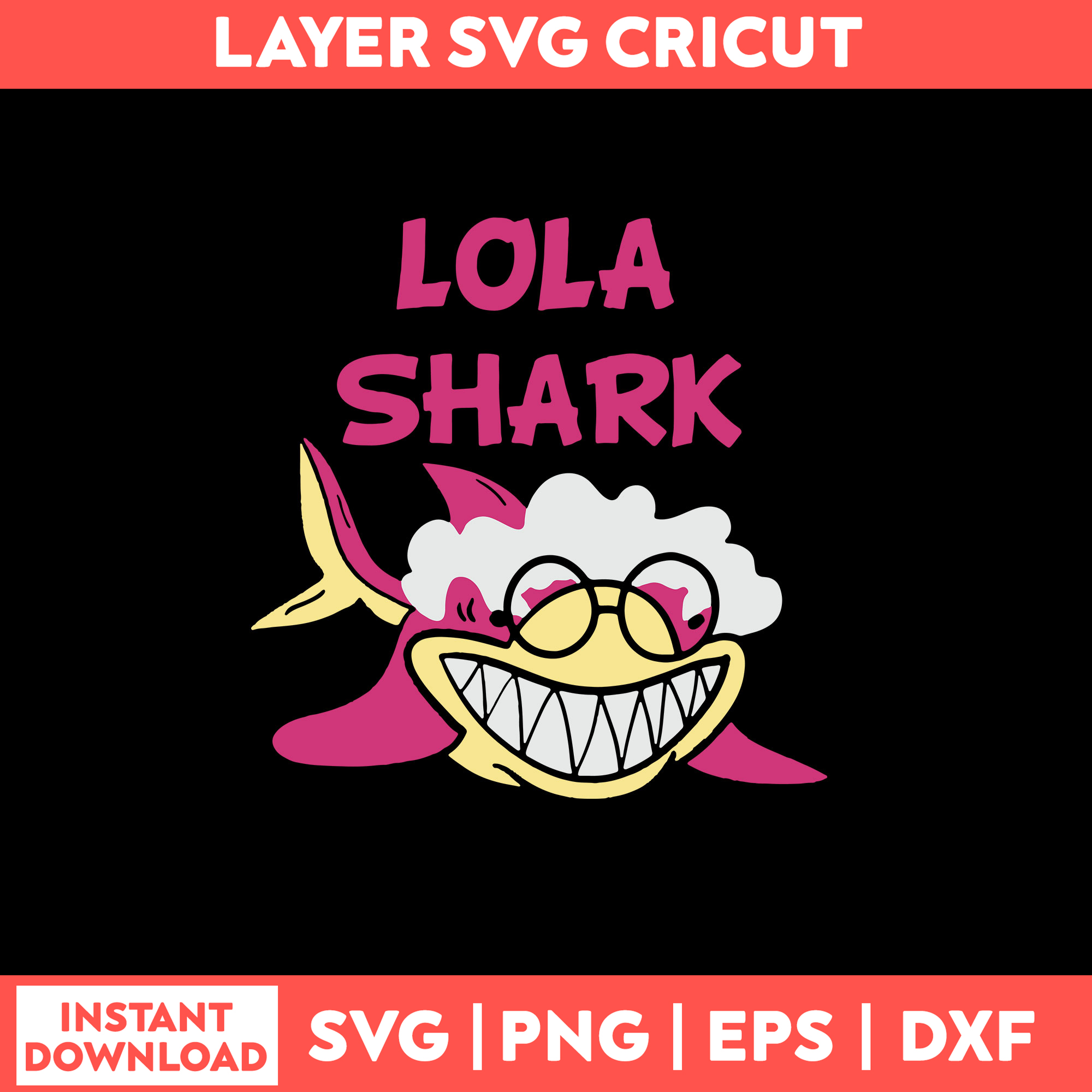 Lola Shark Svg, Shark Fish Pink Svg, Png Dxf Eps File | Inspire Uplift