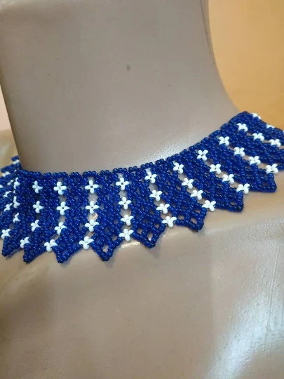 RBG Blue beaded necklace Beaded necklace for women Beaded co - Inspire ...