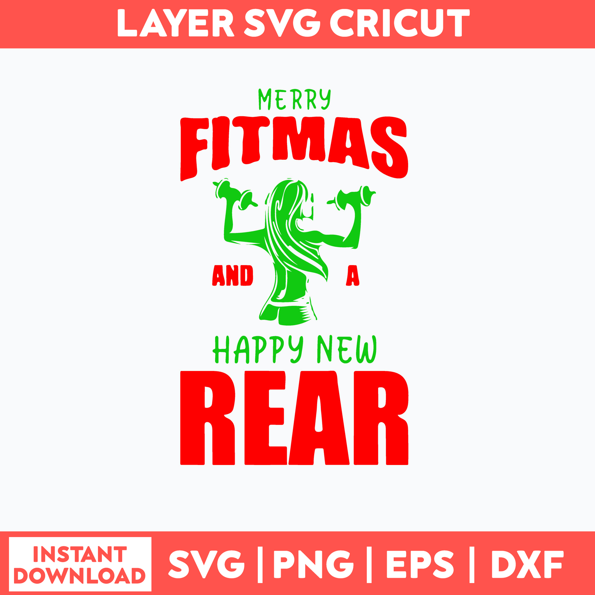 Merry Fitmas And A Happy New Rear Svg, Funny Christmas svg, | Inspire ...