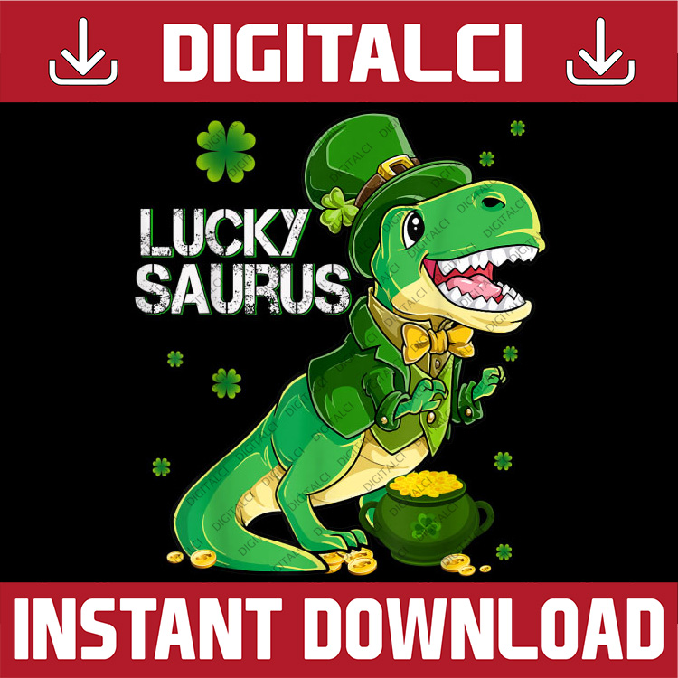 Luckysaurus Dinosaur Shamrock St Patricks Day Dino PNG Subli - Inspire ...