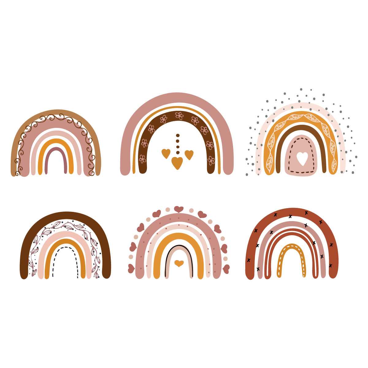 Brown rainbow svg, boho Rainbow bundle svg, Hand Drawn Rainb | Inspire ...