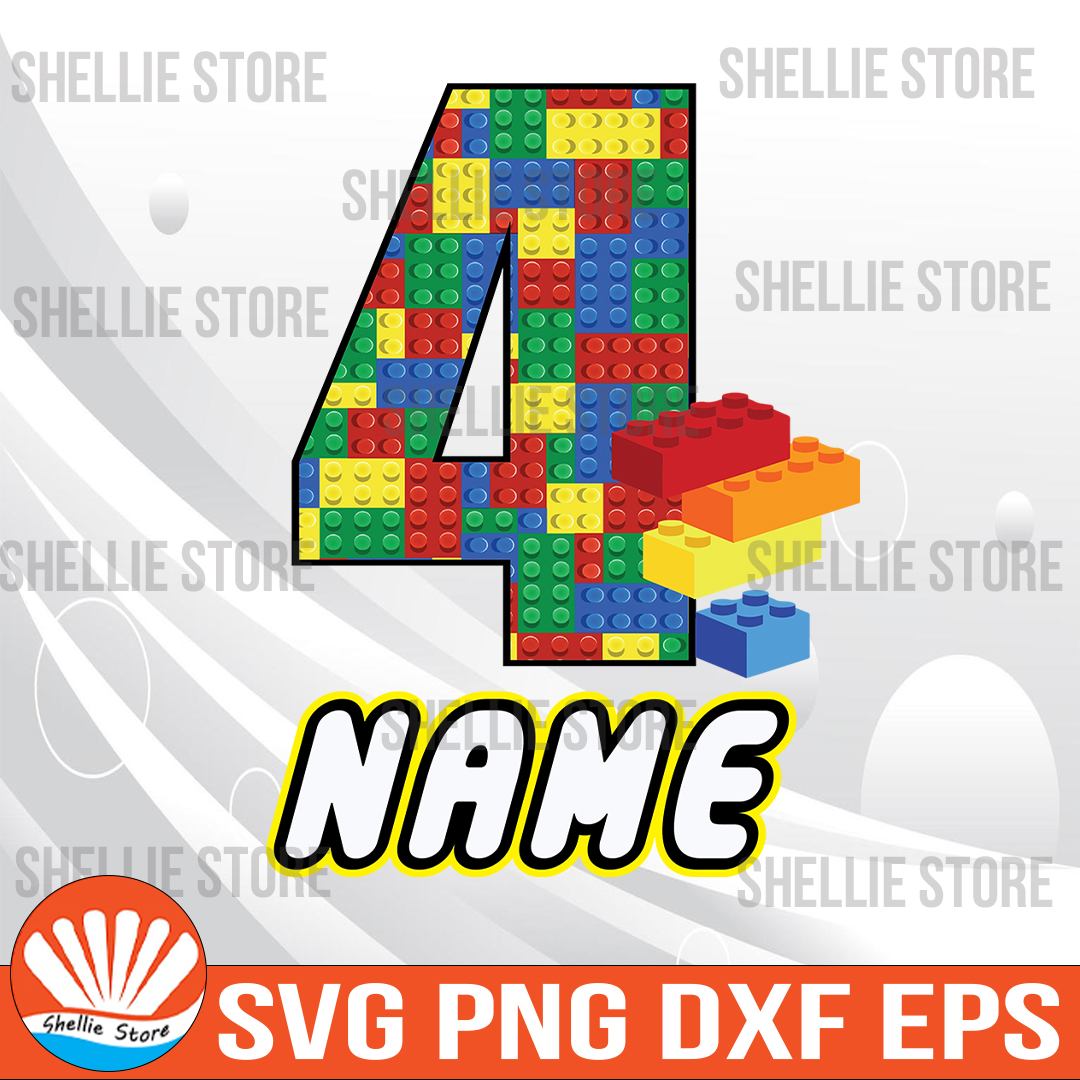 Boys Blocks 4th Birthday svg, Colored Blocks, Building Block - Inspire ...