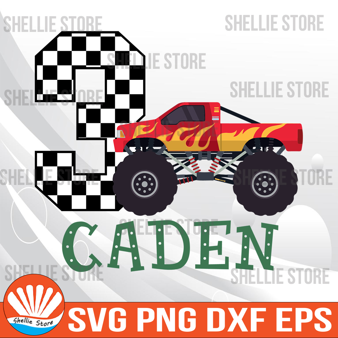 Personalized Name and age with monster truck, Cricut, svg fi | Inspire ...