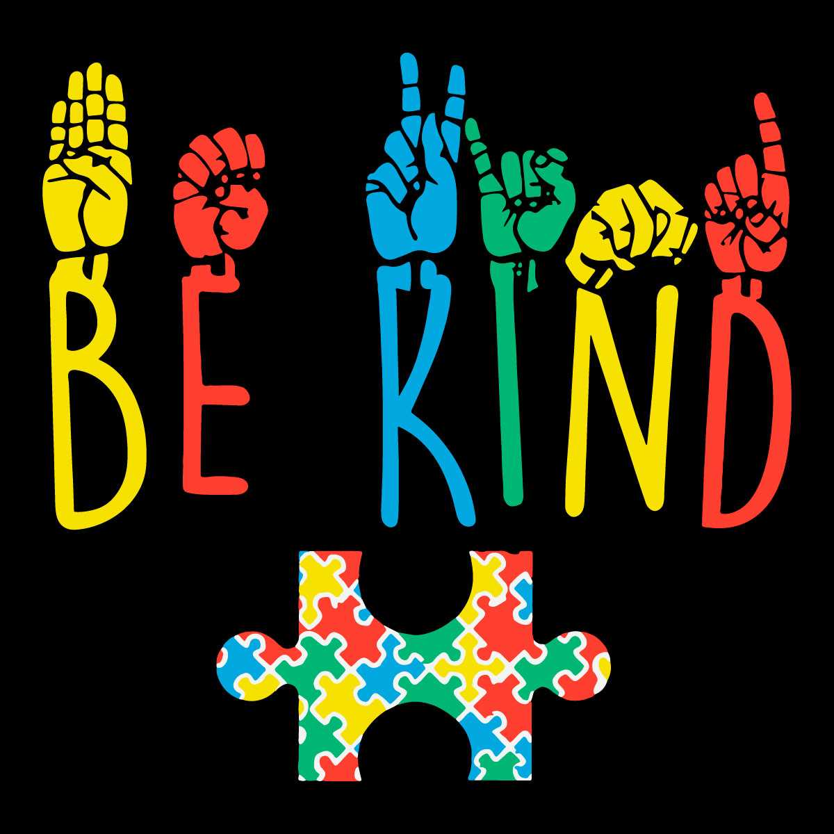 Be Kind Hand Sign Language SVG PNG, Autism Svg, Puzzle Autis | Inspire ...