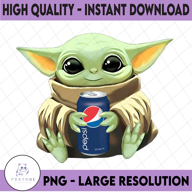 Baby Yoda with Pepsi PNG, Baby Yoda png, Sublimation ready, | Inspire ...