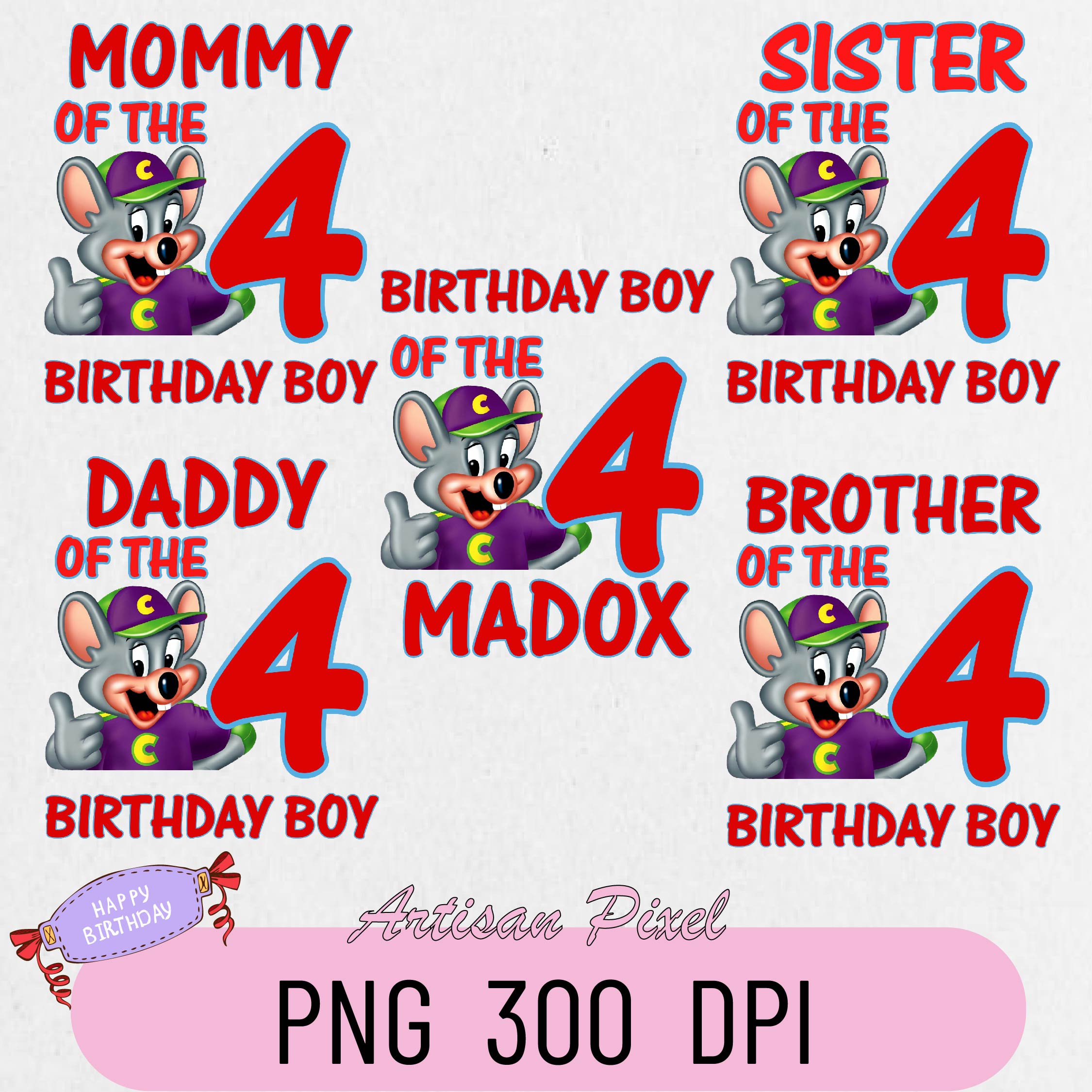 Chucky Cheese Birthday Png, Custom Family Matching Png, Kids | Inspire ...