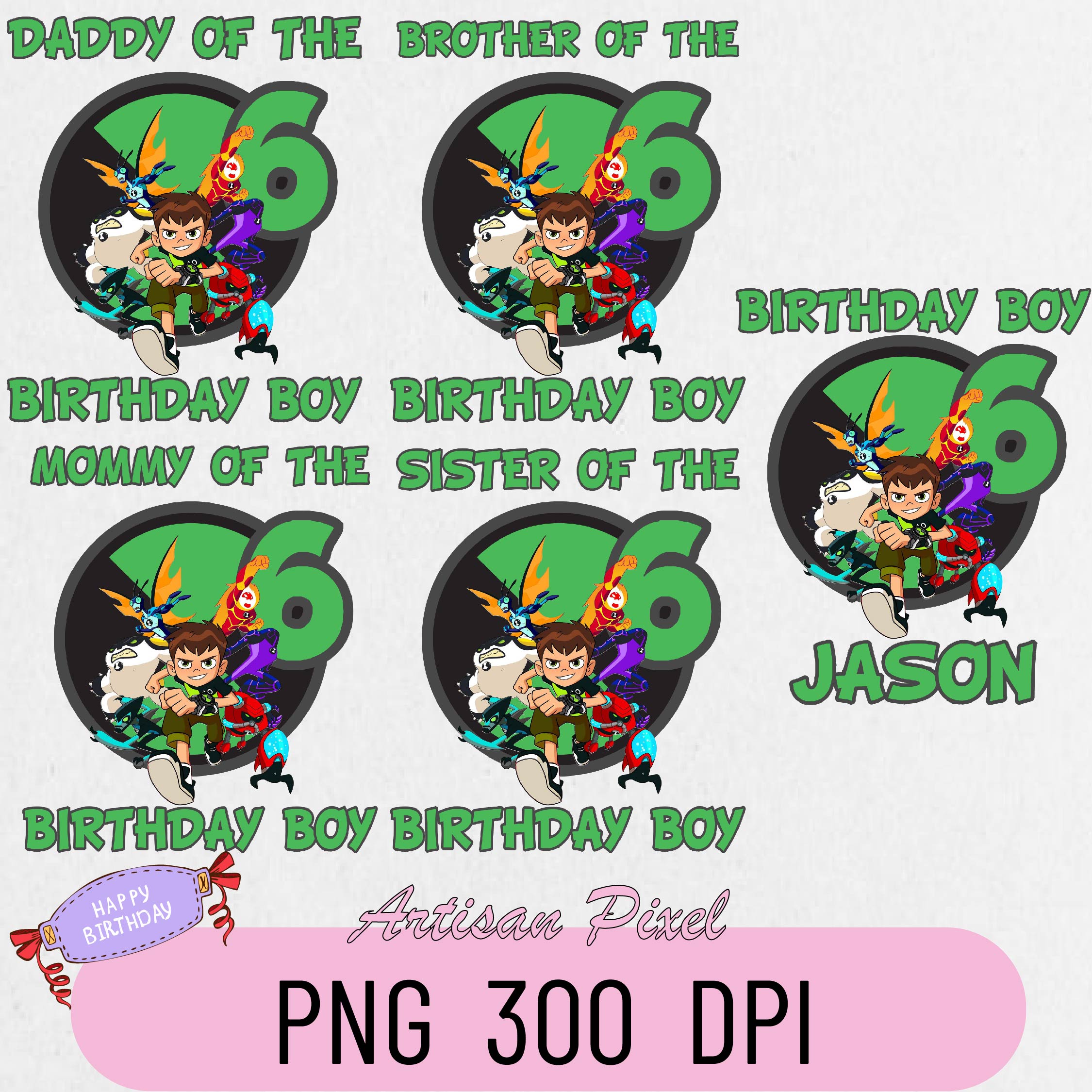 Ben 10 Birthday Png, Custom Family Matching Png, Kids Party | Inspire ...