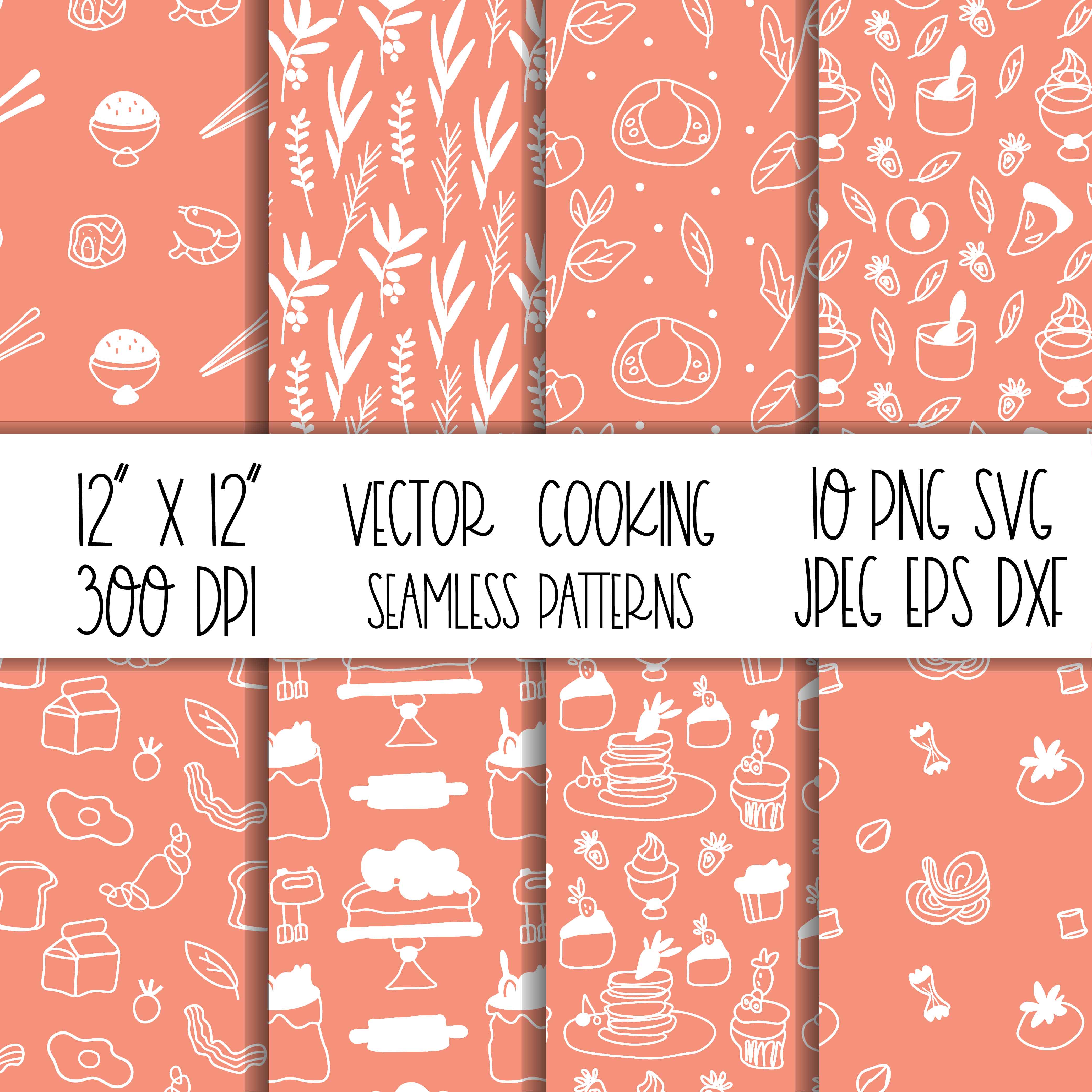Cooking digital paper. Background pattern svg. - Inspire Uplift