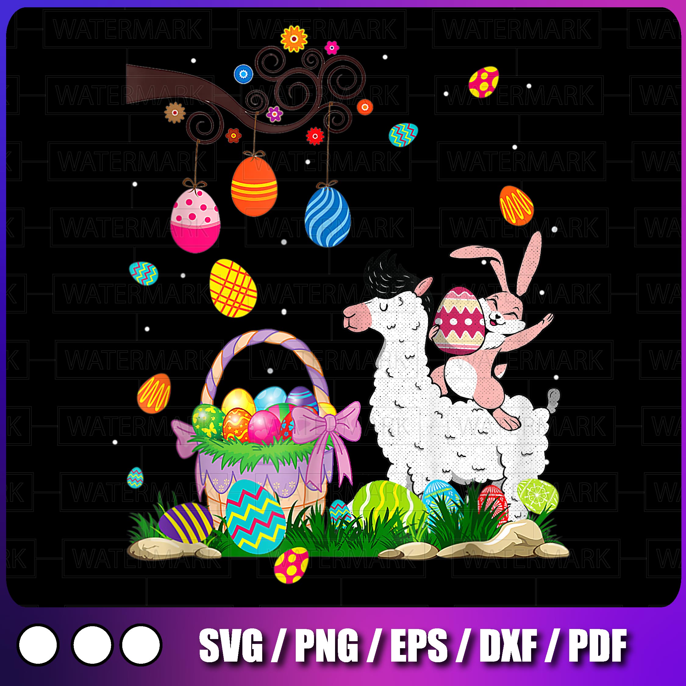 Egg Hunt Llama Png, Bunny Riding Llama Png, Easter Day Png, - Inspire ...