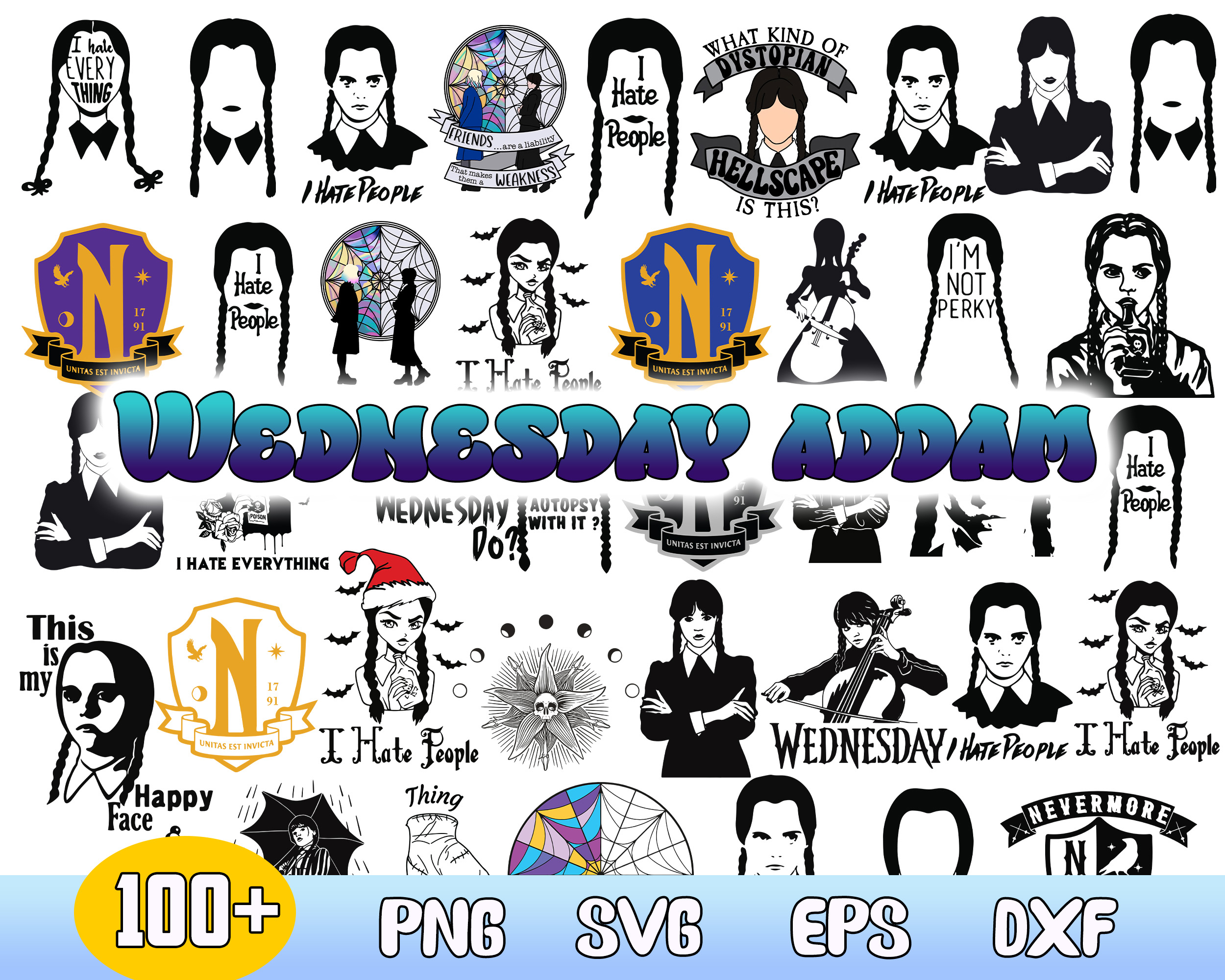 Bundle Wednesday Addams Png, Wednesday Png, The Addams Famil - Inspire ...