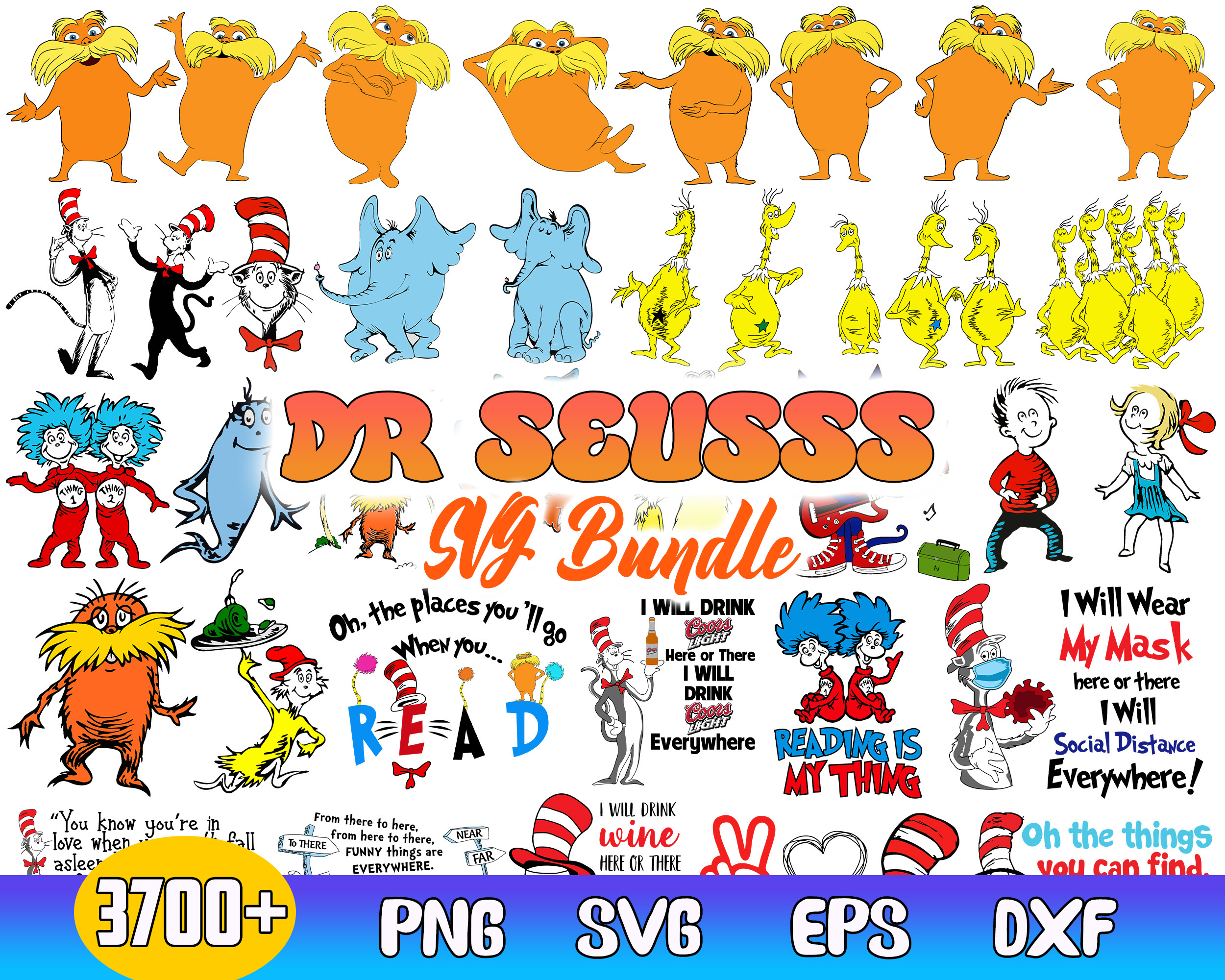 Dr. Seuss Bundle Svg, Cat In The Hat Svg, Green Eggs And Ham | Inspire ...