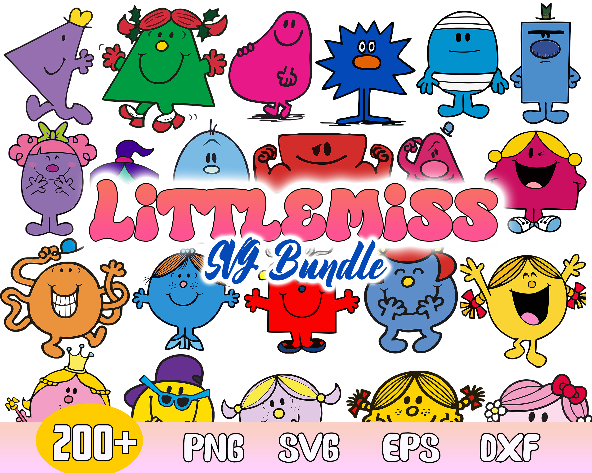 Little Miss Bundle Svg, Mr Men Svg, Little Miss Character Sv - Inspire ...