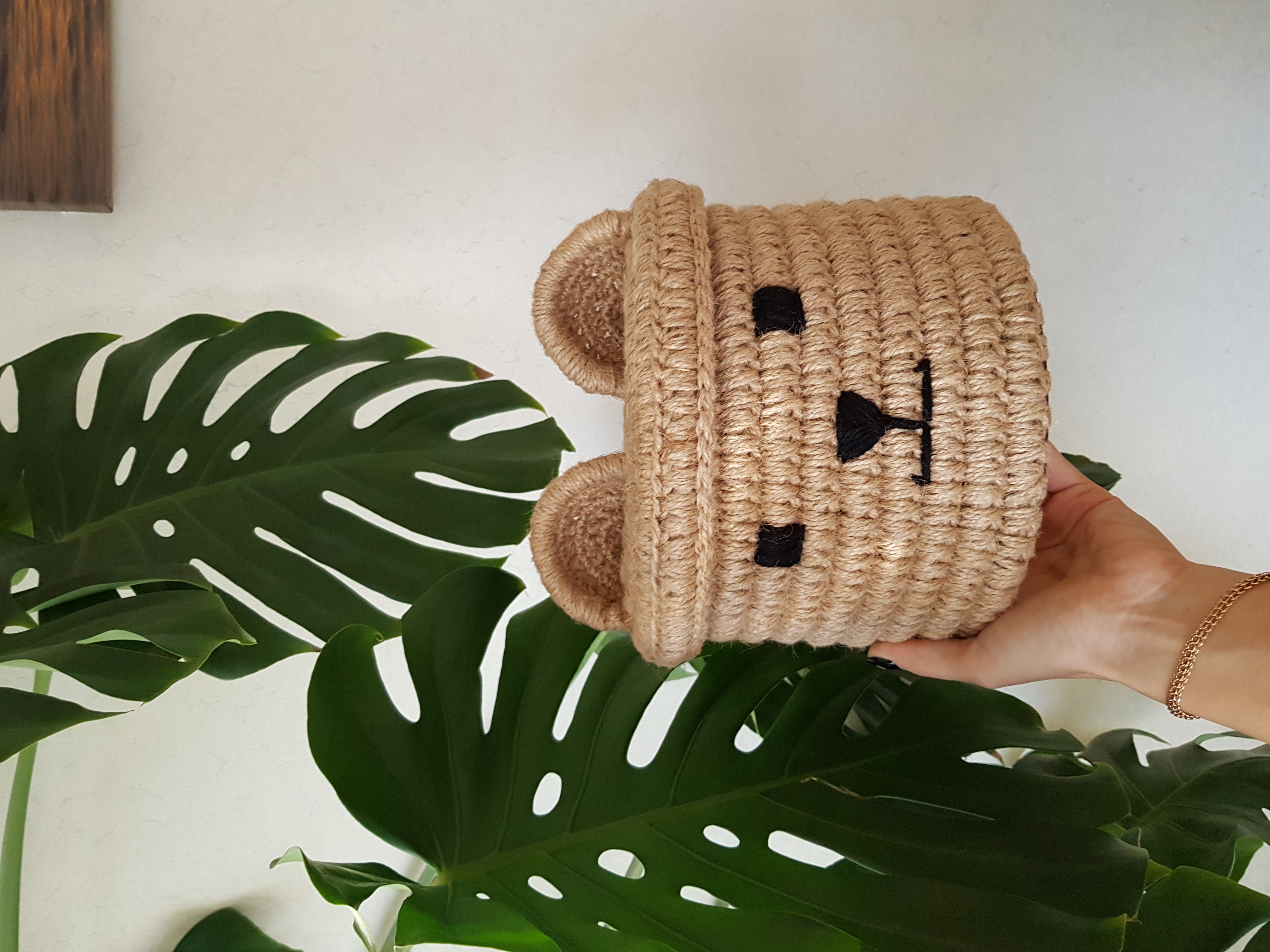 Cute bear head basket with lid. Storage basket. Fun shelf ba | Inspire ...