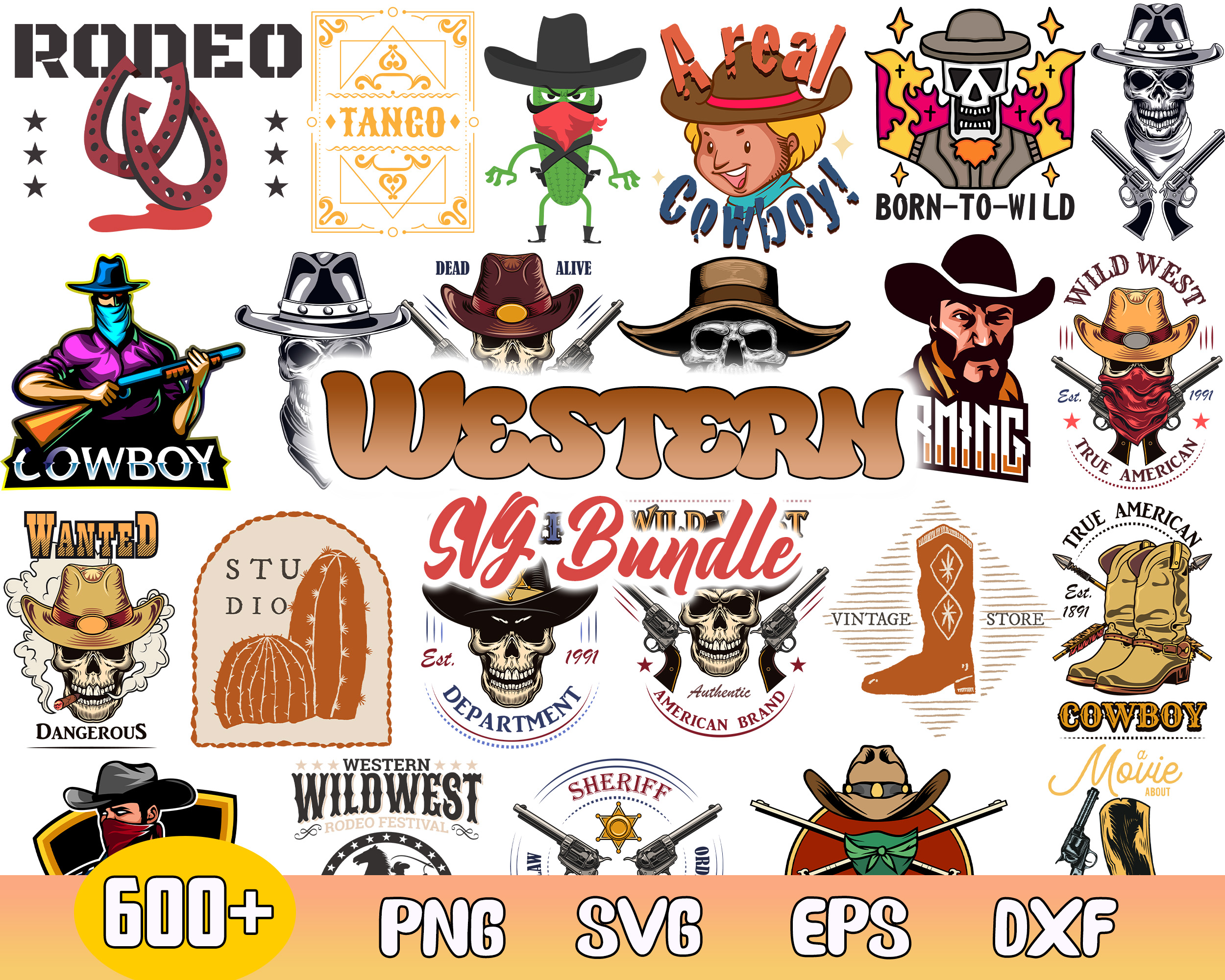 Western Svg Bundle, Retro Cowboy Skull Svg, Cowboy Skull, Co - Inspire ...