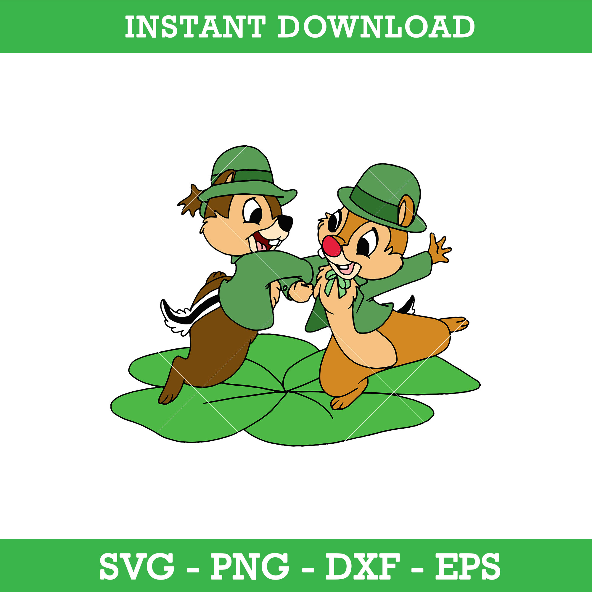 Chip And Dale St Patricks Day Svg, Chip And Dale Retro Shamr - Inspire ...