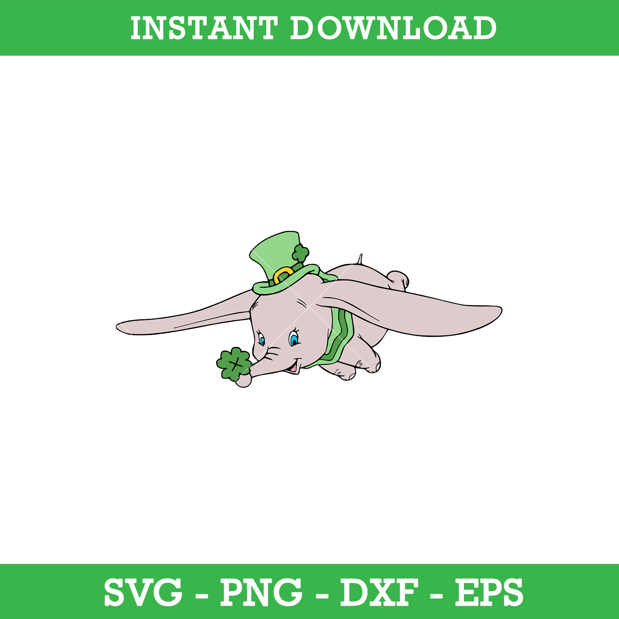Dumbo St.Patrick's Day Svg, Dumbo Shamrock Svg, Saint Patric | Inspire ...