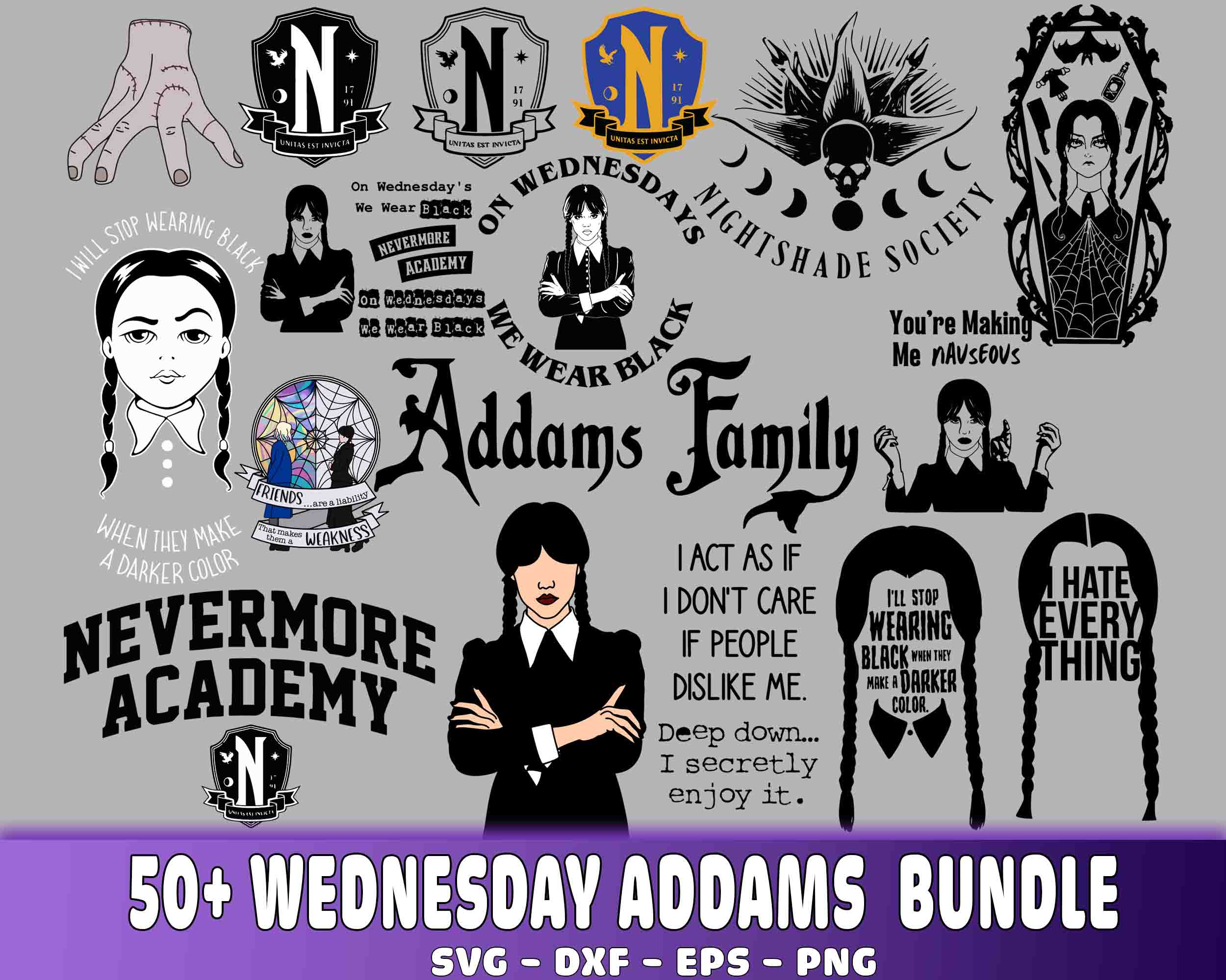 50 file Wednesday Addams bundle SVG, Wednesday Addams svg ep | Inspire ...