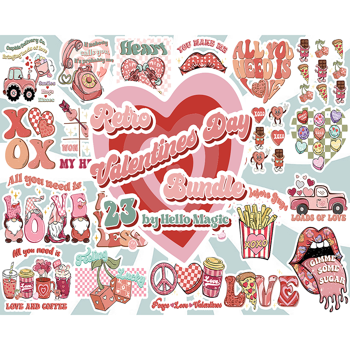 23 Retro Valentine's Png Bundle, Valentine Png, Valentine's - Inspire ...