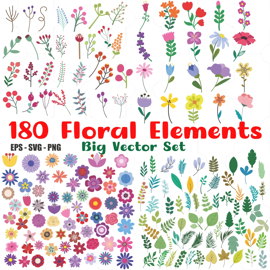 Floral Clipart, Spring Flower Bundle, Floral Hand Drawn Elem | Inspire ...