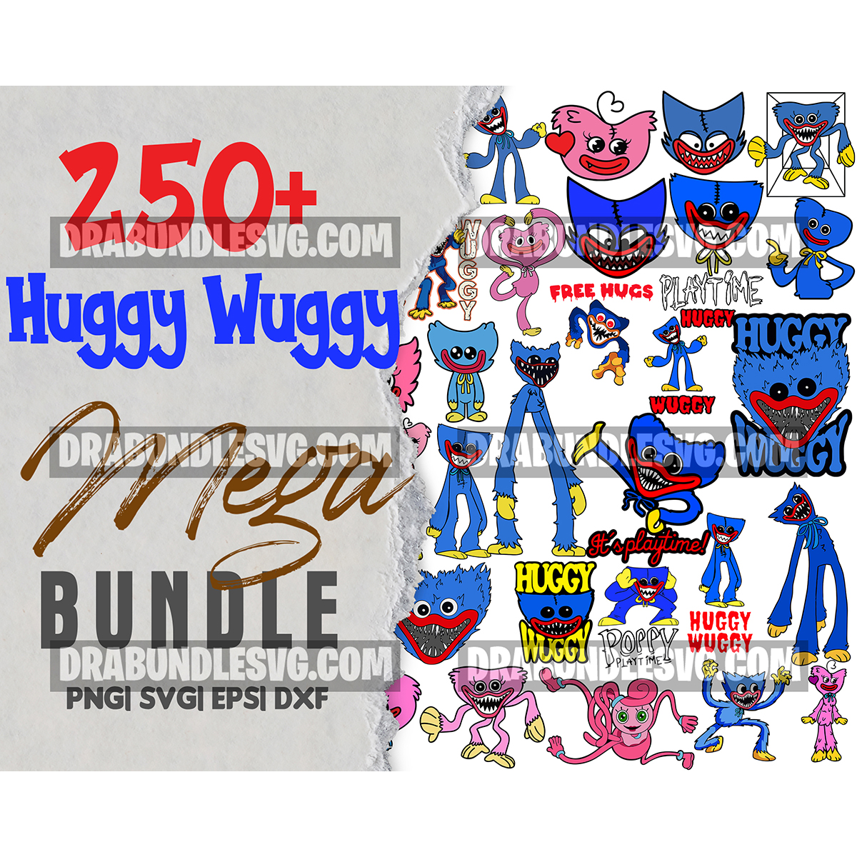 250 Huggy Wuggy Kissy Missy Poppy Playtime Fnf Bundle Svg, H | Inspire ...