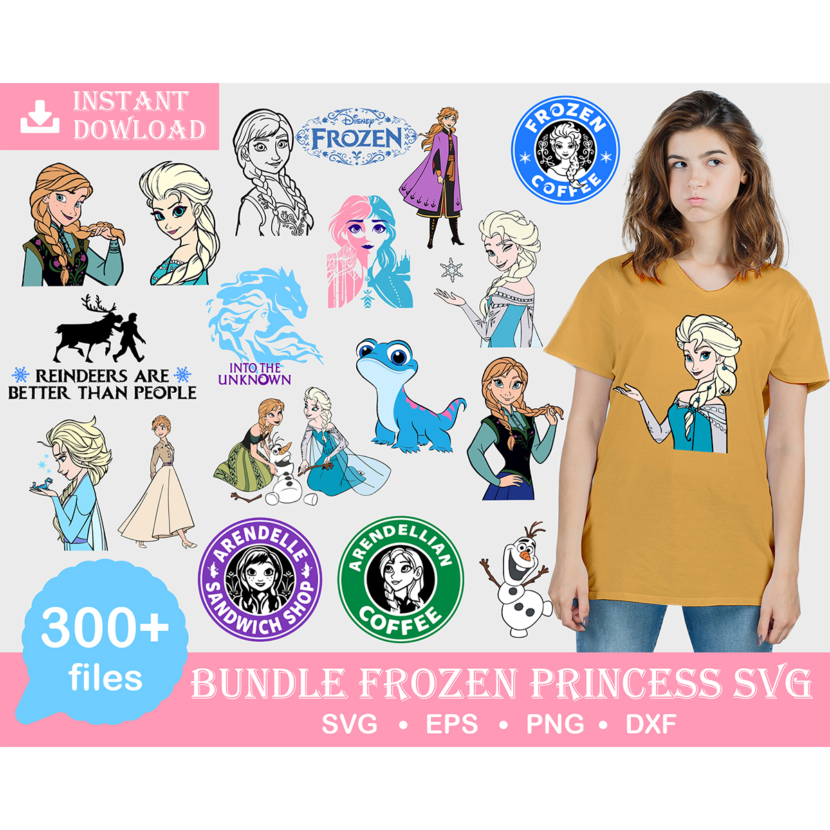 300 Frozen Svg Bundle, Anna Svg, Elsa Svg, Disney Princess S | Inspire ...
