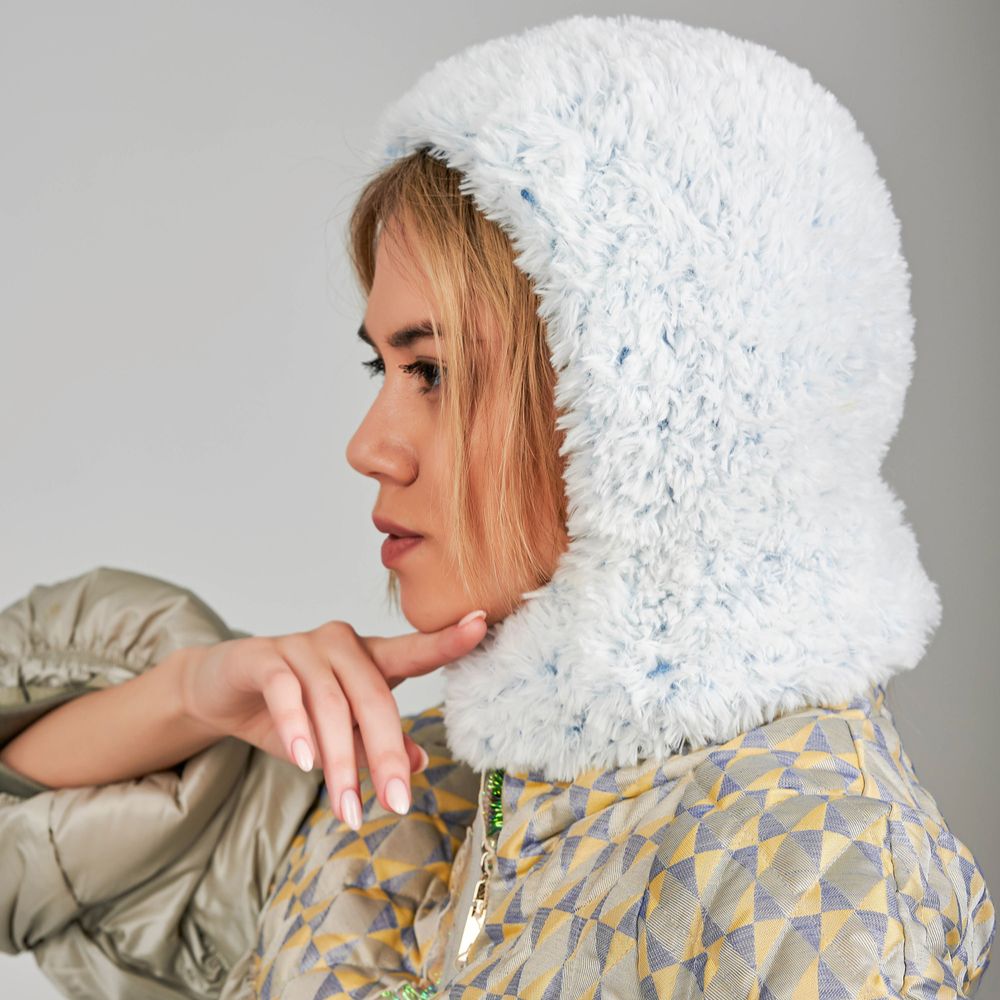 Fur balaclava. Blue-white color | Inspire Uplift