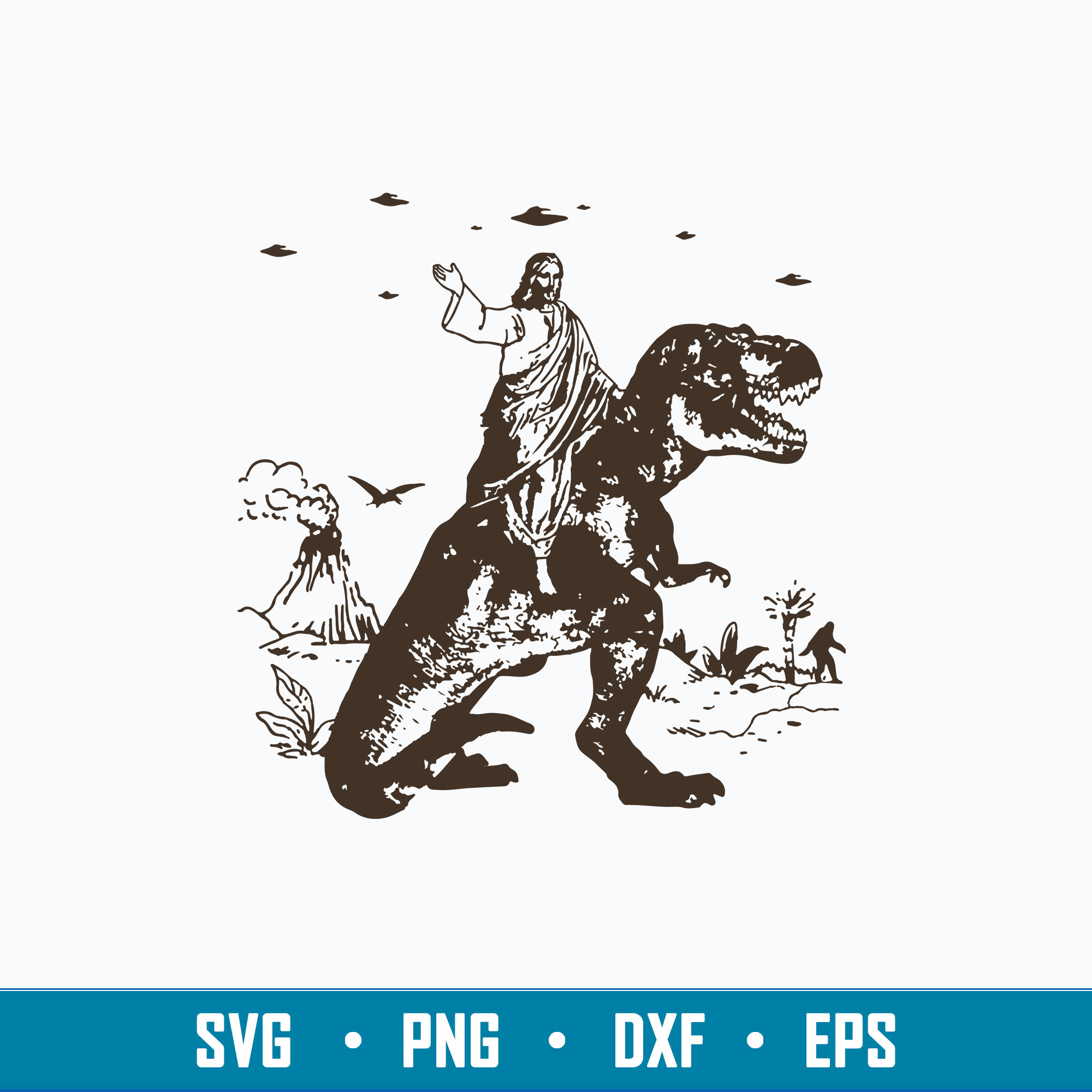 Jesus Riding Dinosaur Svg, Jesus Svg, Dinosaur Svg, Png Dxf - Inspire ...