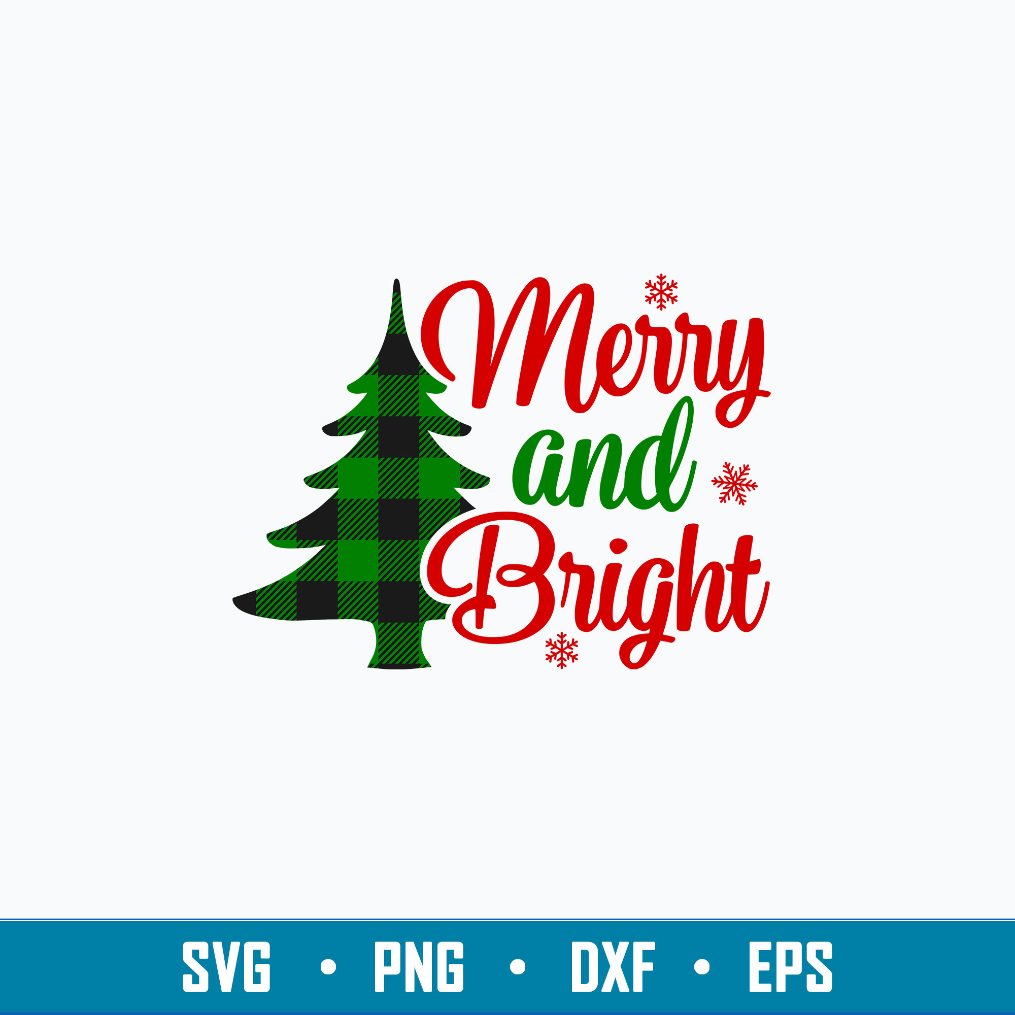 Merry And Bright Svg, Christmas Tree Svg, Png Dxf Eps File | Inspire Uplift