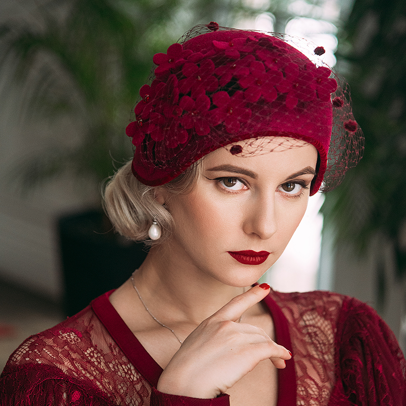 burgundy cloche hat, 1920s style hat, winter hat, half hat,1 | Inspire ...