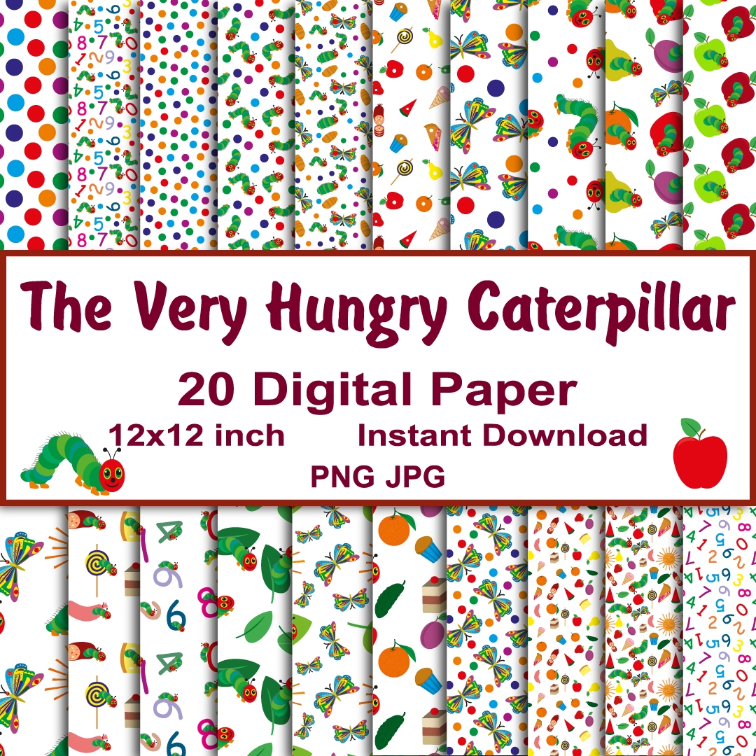 The Very Hungry Caterpillar Digital Paper, Hungry Caterpilla | Inspire ...