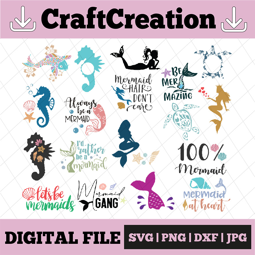 Mermaid Bundle Svg, Mermaid Designs Svg, Mermaid Svg, SVG Fi | Inspire ...