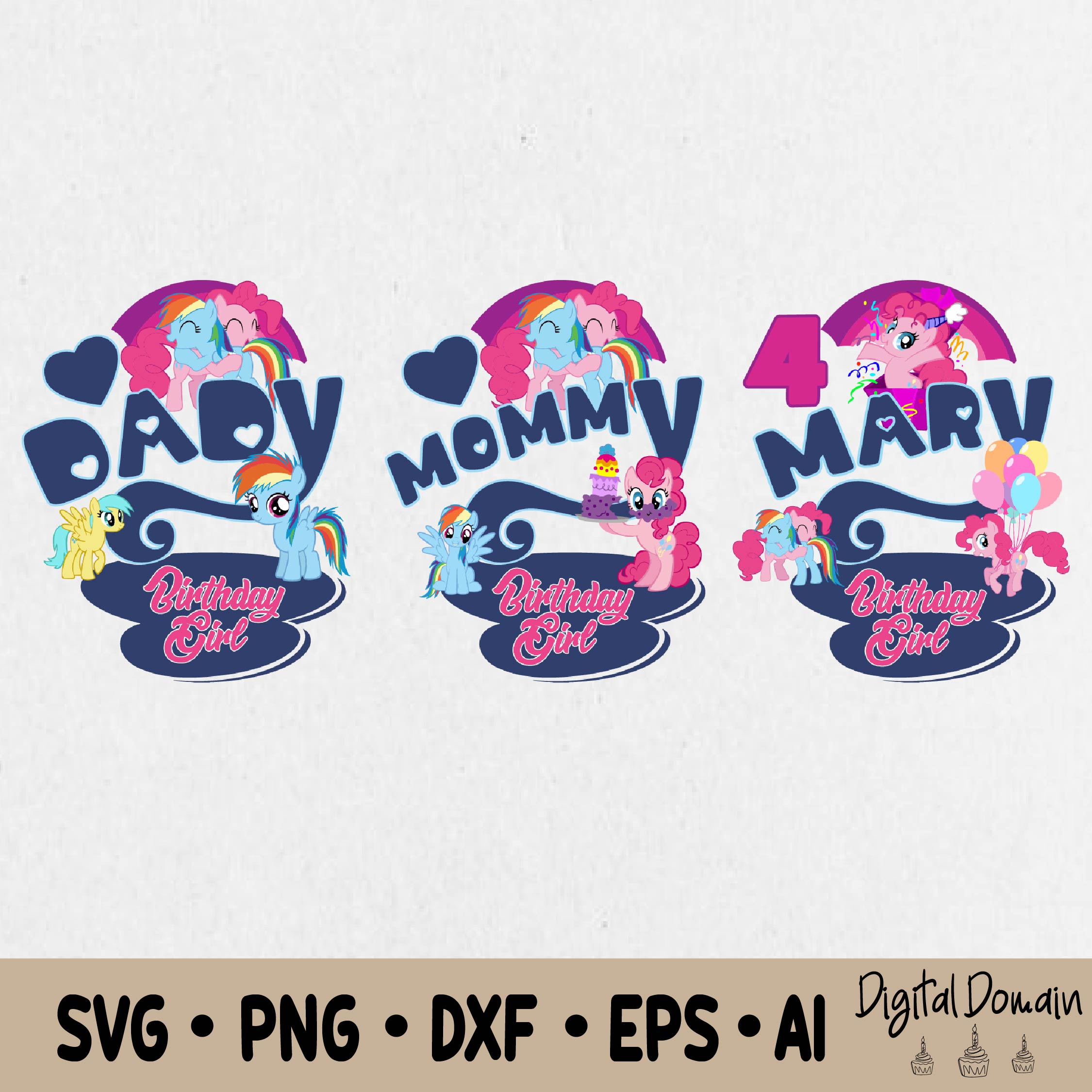 Family Birthday Svg, My Little Pony Birthday Svg, Rainbow Da | Inspire ...