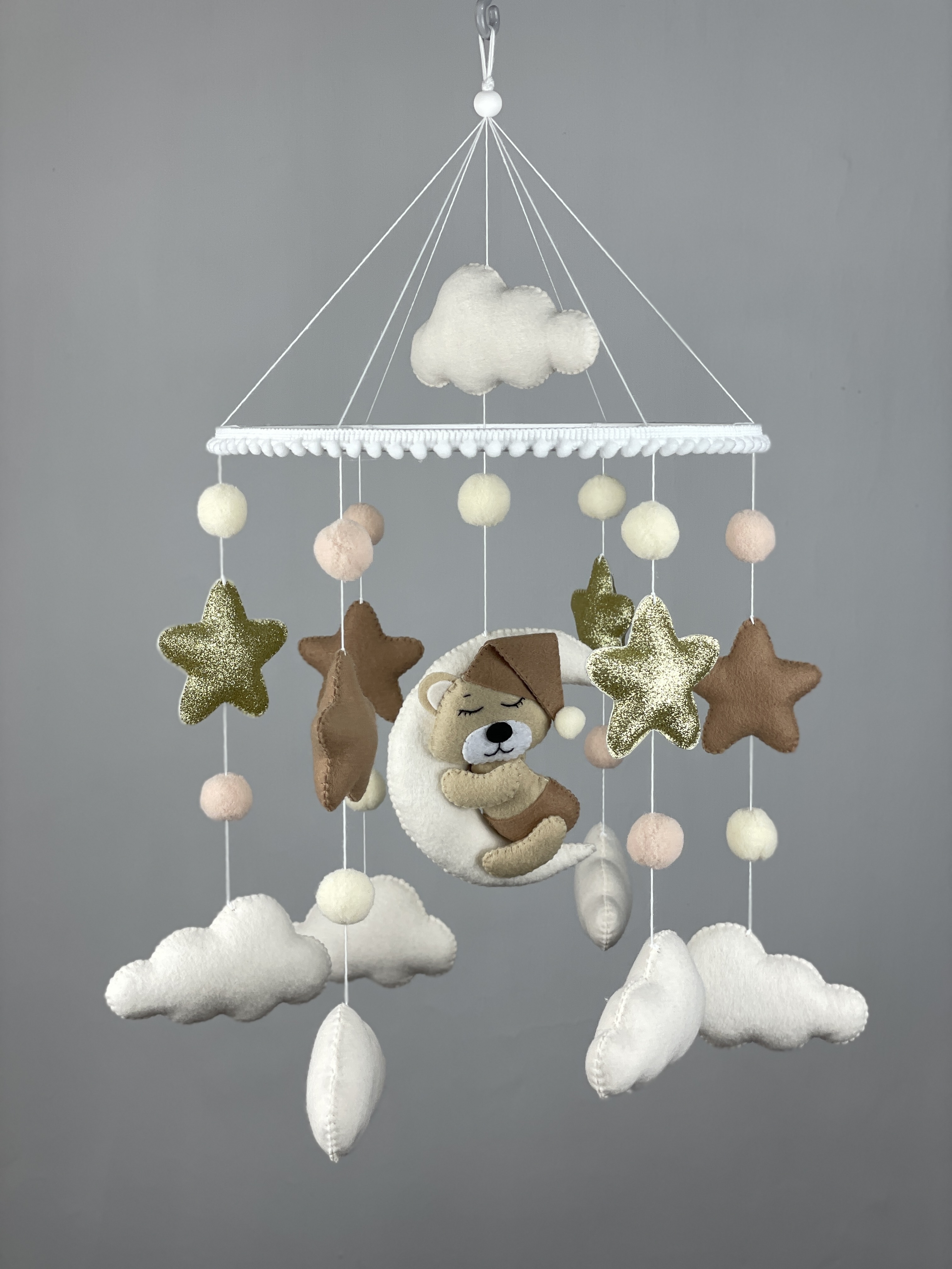 Bear baby mobile. Neutral brown beige nursery mobile for gir | Inspire ...