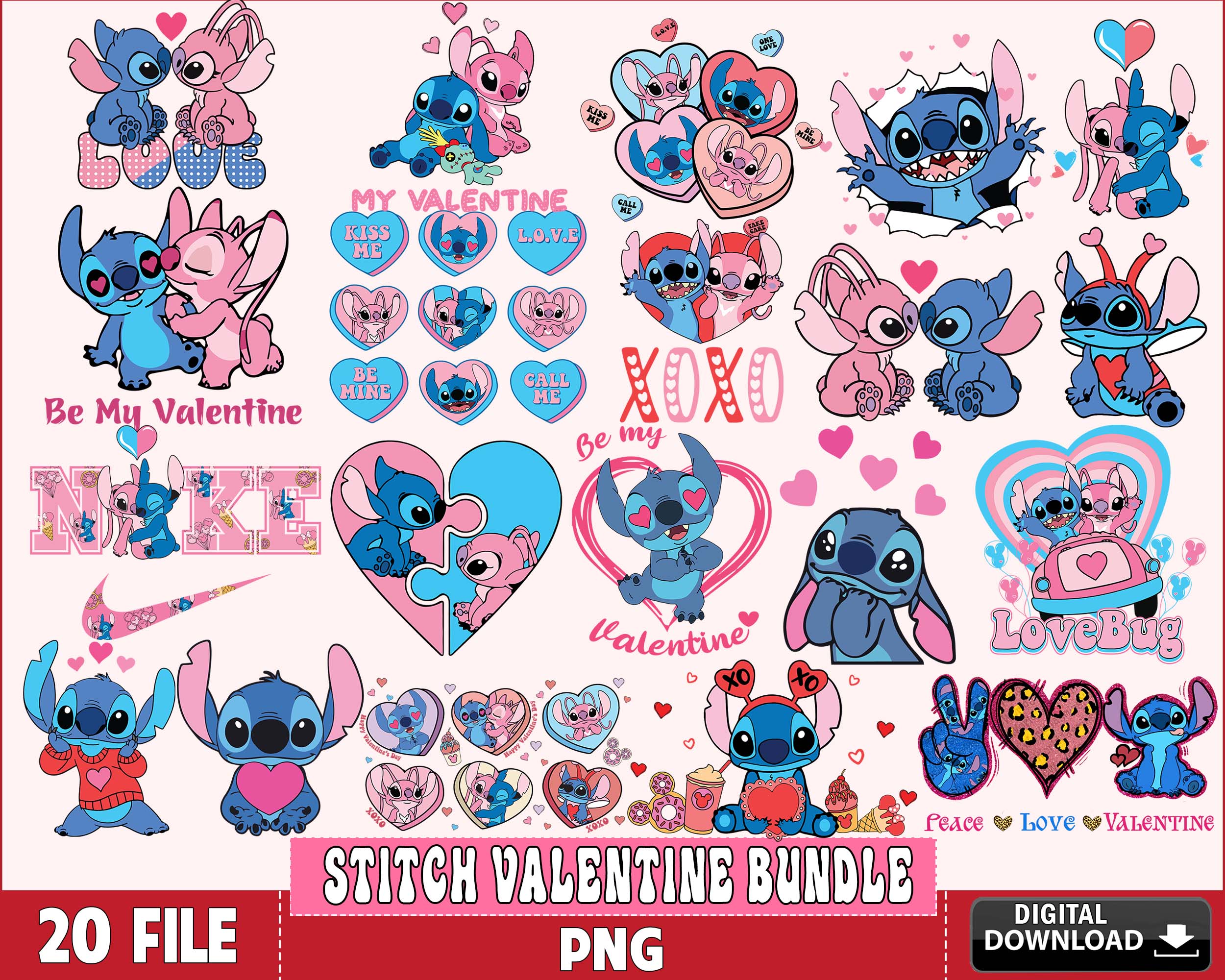 20 file Stitch Valentine bundle PNG, Valentine day PNG bundl | Inspire ...