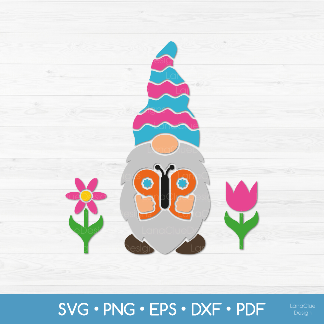 Spring Gnome SVG - Gnome with Butterfly SVG - Spring Decor S | Inspire ...
